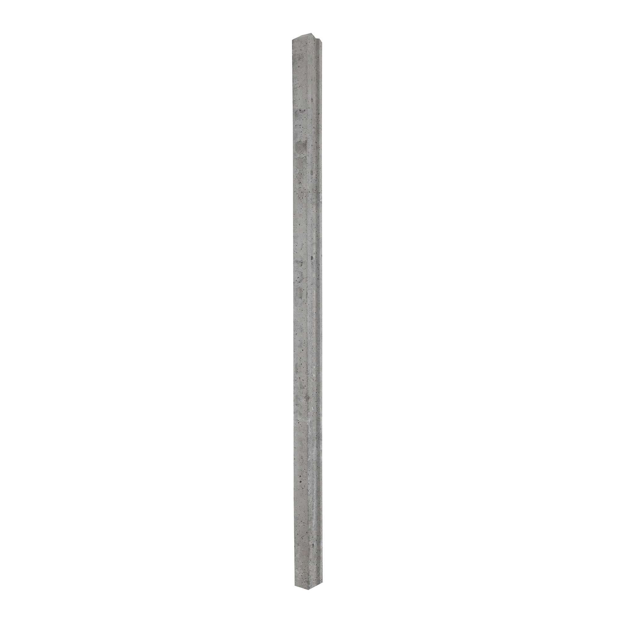Forest Garden Grey Slotted Square Concrete Fence post (H)2.36m (W)84mm ...
