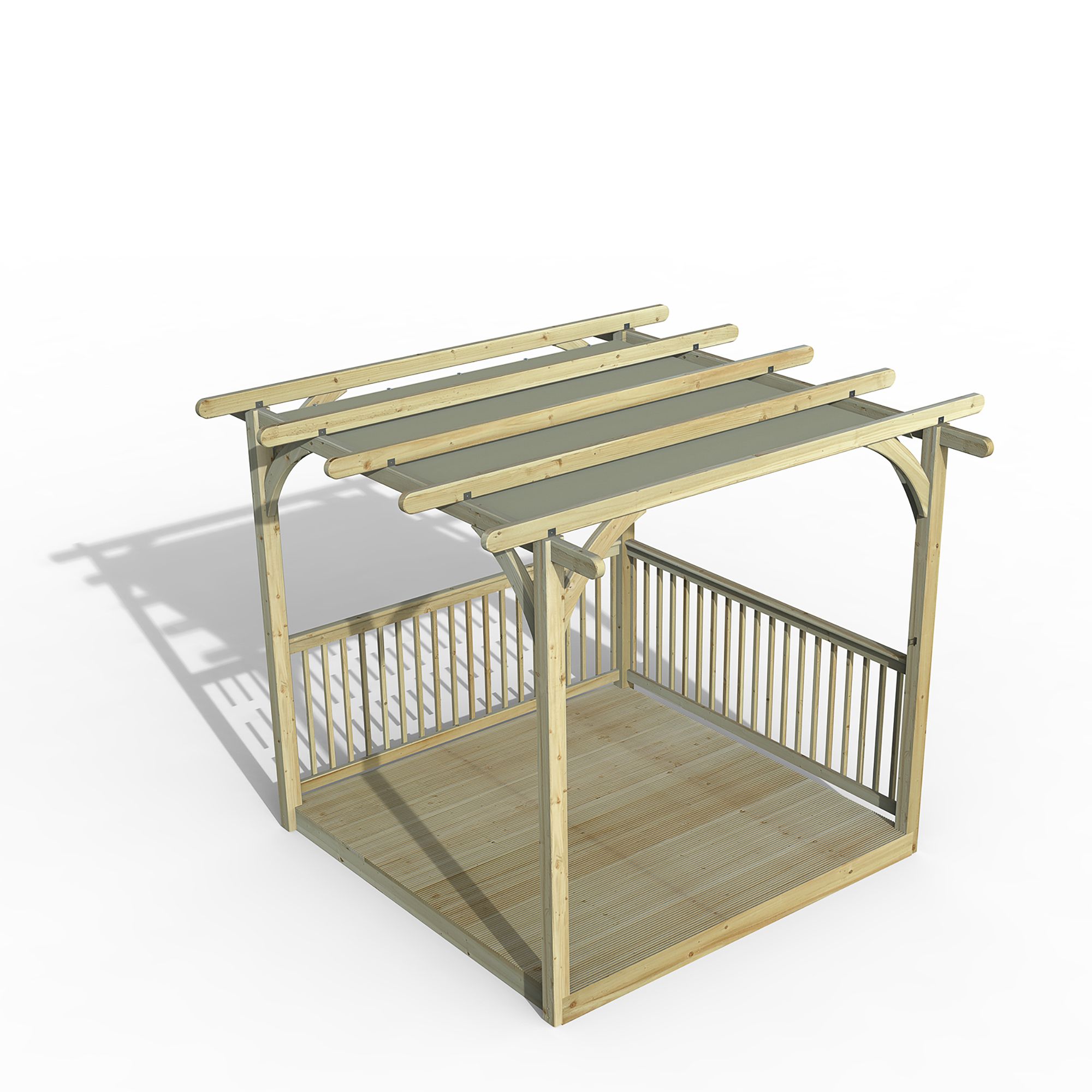 Forest Garden Grey Square Pergola & decking kit, x4 Post x2 Balustrade ...