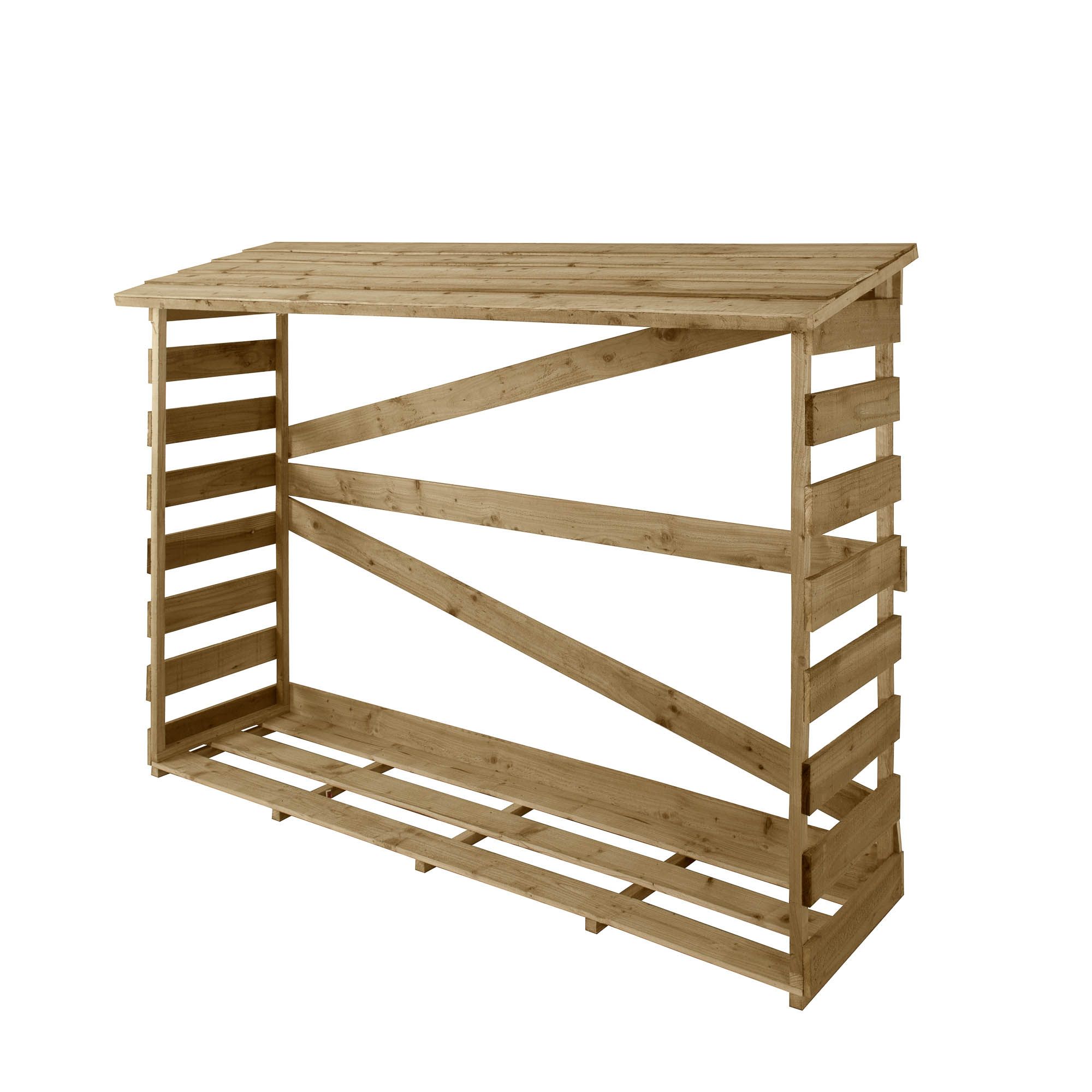 Forest Garden Large slatted Pent Log store | DIY at B&Q