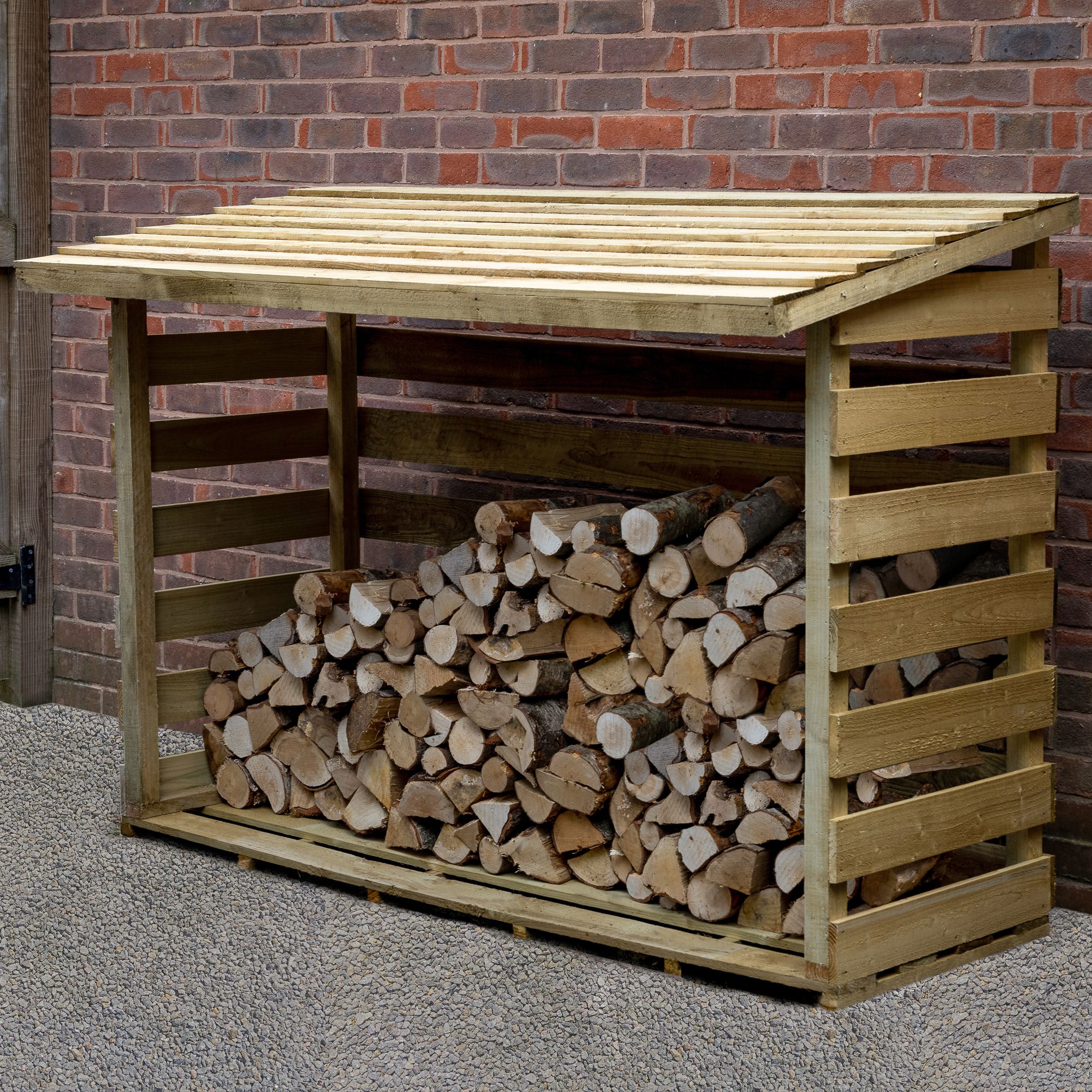 Forest Garden Large Timber 6x3 ft Pent Log store | DIY at B&Q