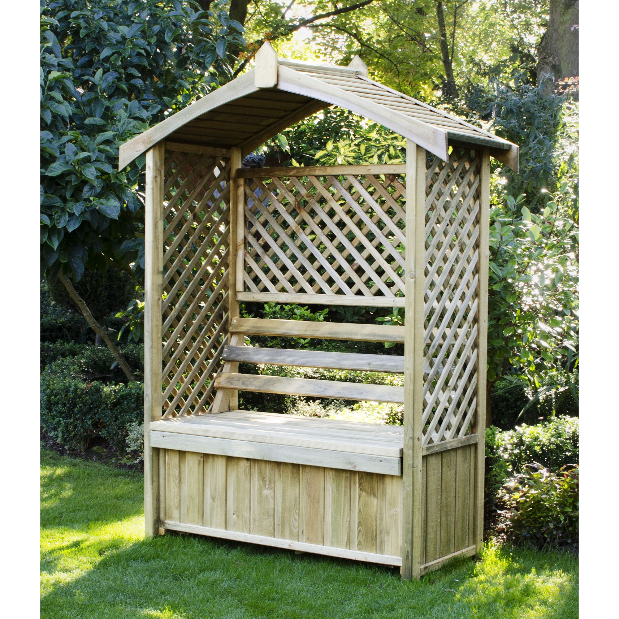 Forest Garden Lyon Lattice Arbour, (H)2000mm (W)1560mm (D)670mm ...