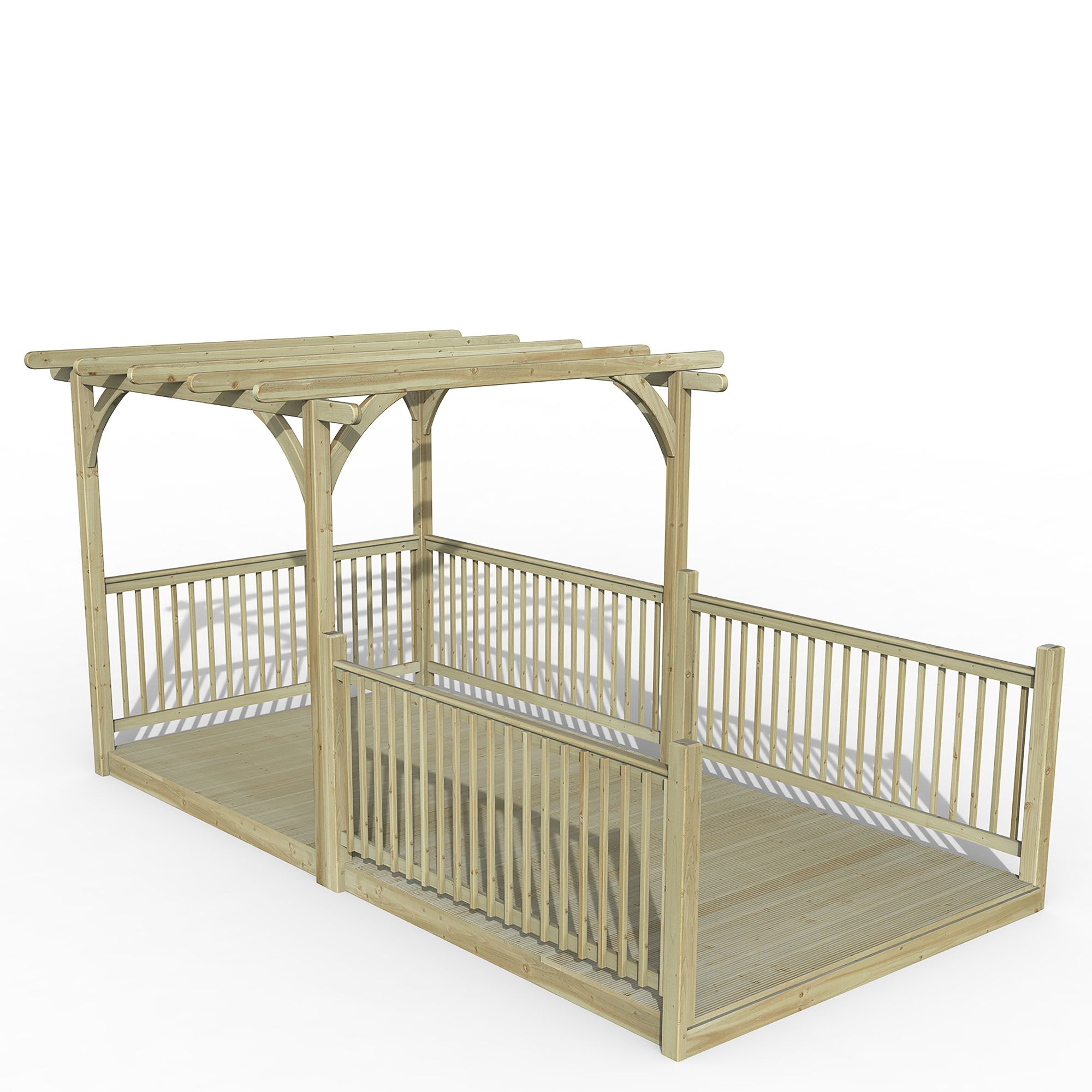 Forest Garden Natural Pergola & decking kit, x4 Post x4 Balustrade (H ...