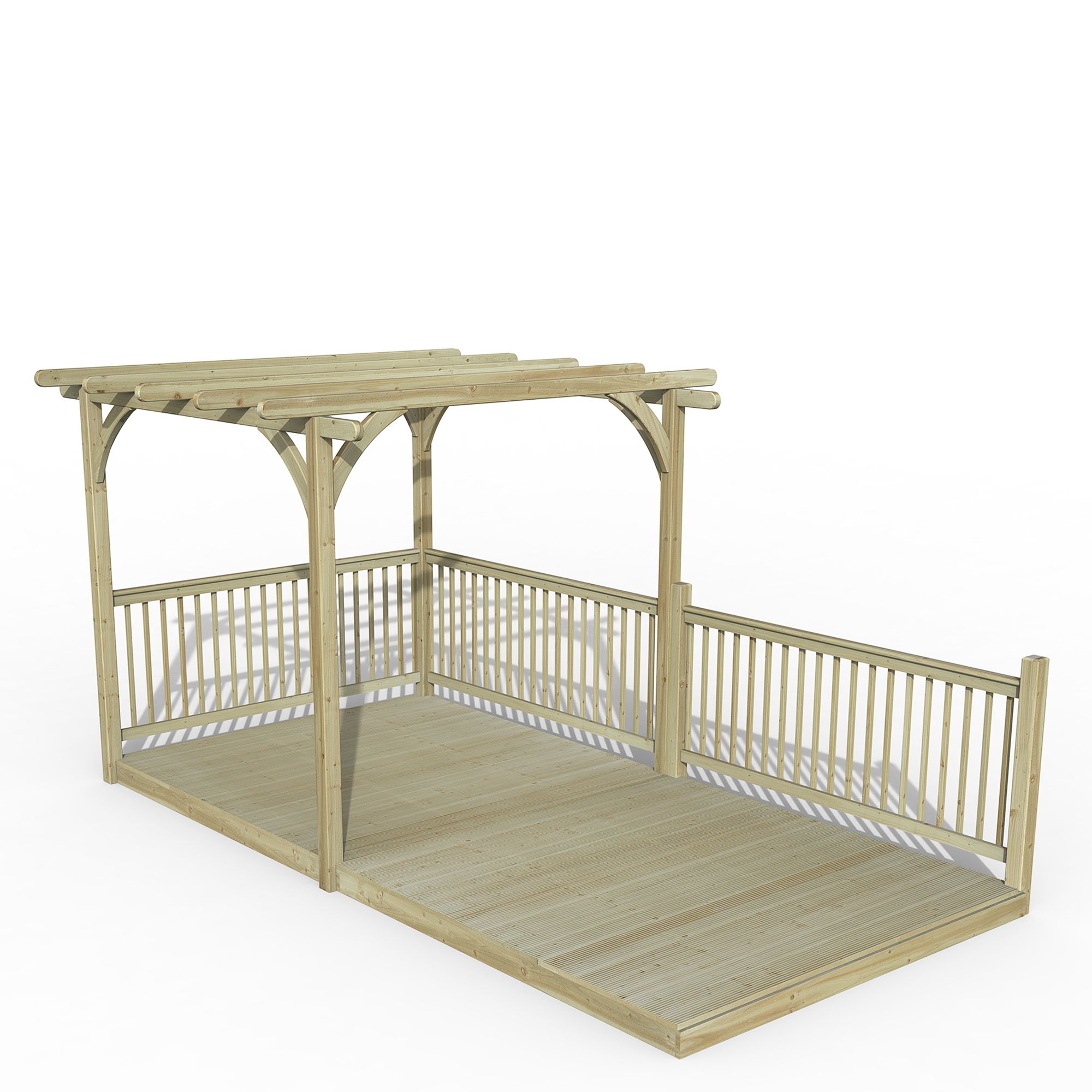 Forest Garden Natural Rectangular Pergola & decking kit, x2 Post x3 ...
