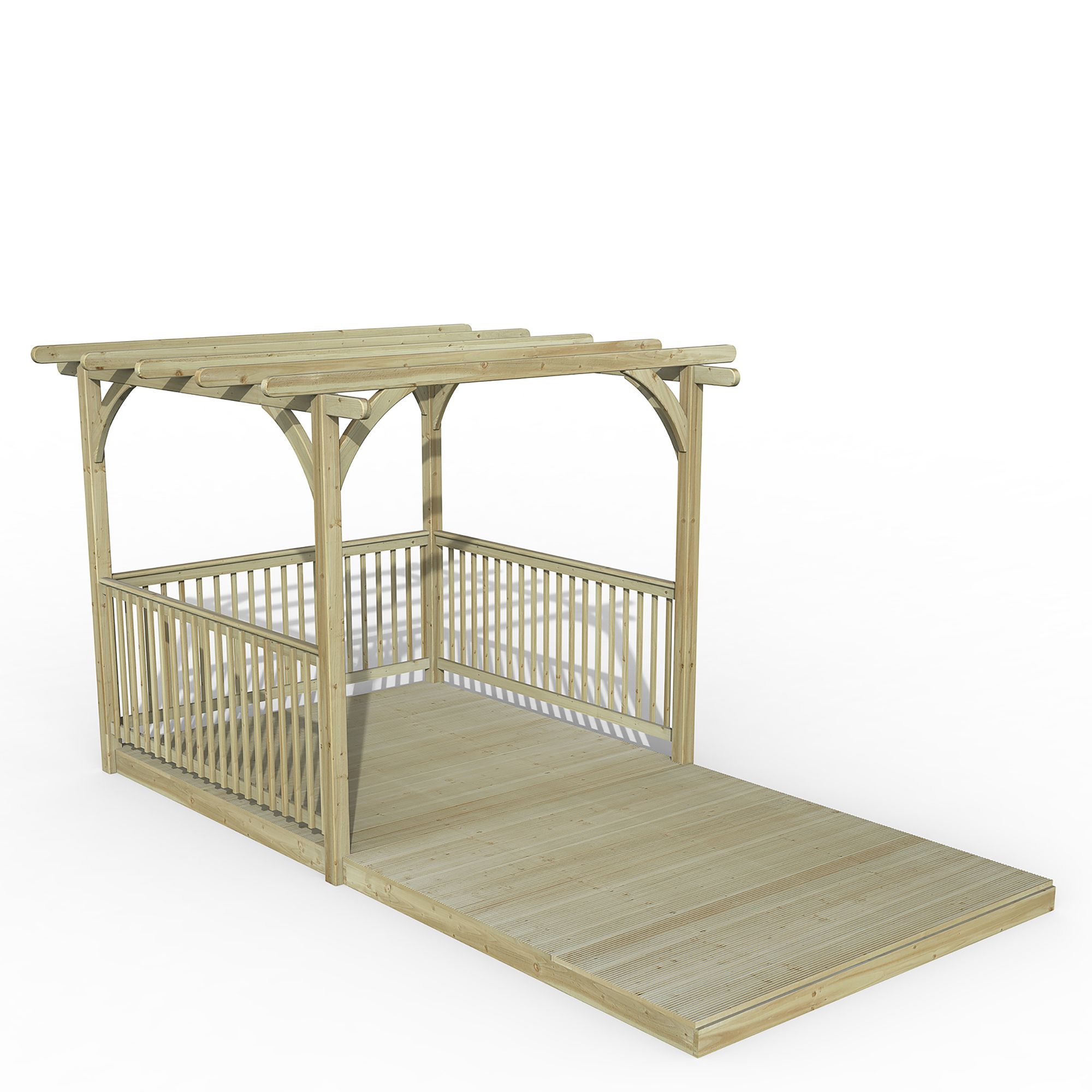 Forest Garden Natural Rectangular Pergola & decking kit x3 Balustrade ...