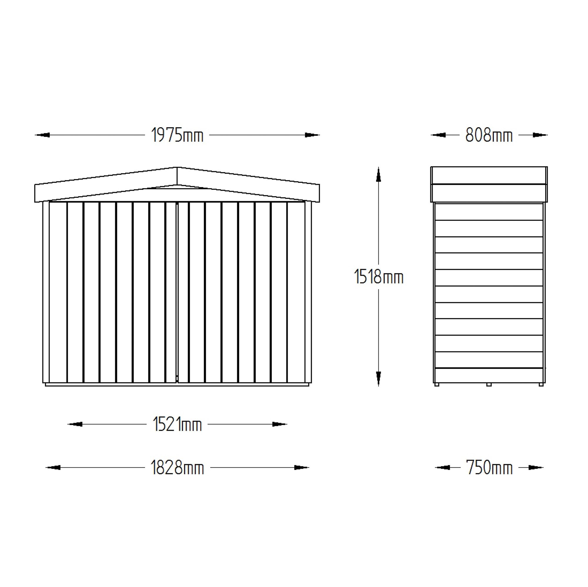 Forest Garden Natural timber Overlap Apex Garden storage 6x3 ft 1520mm ...