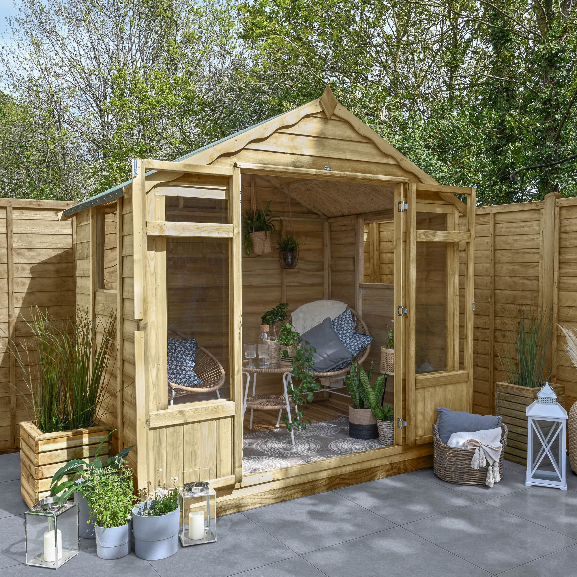 Forest Garden Oakley 7x5 Apex Overlap Summer house with Double door ...