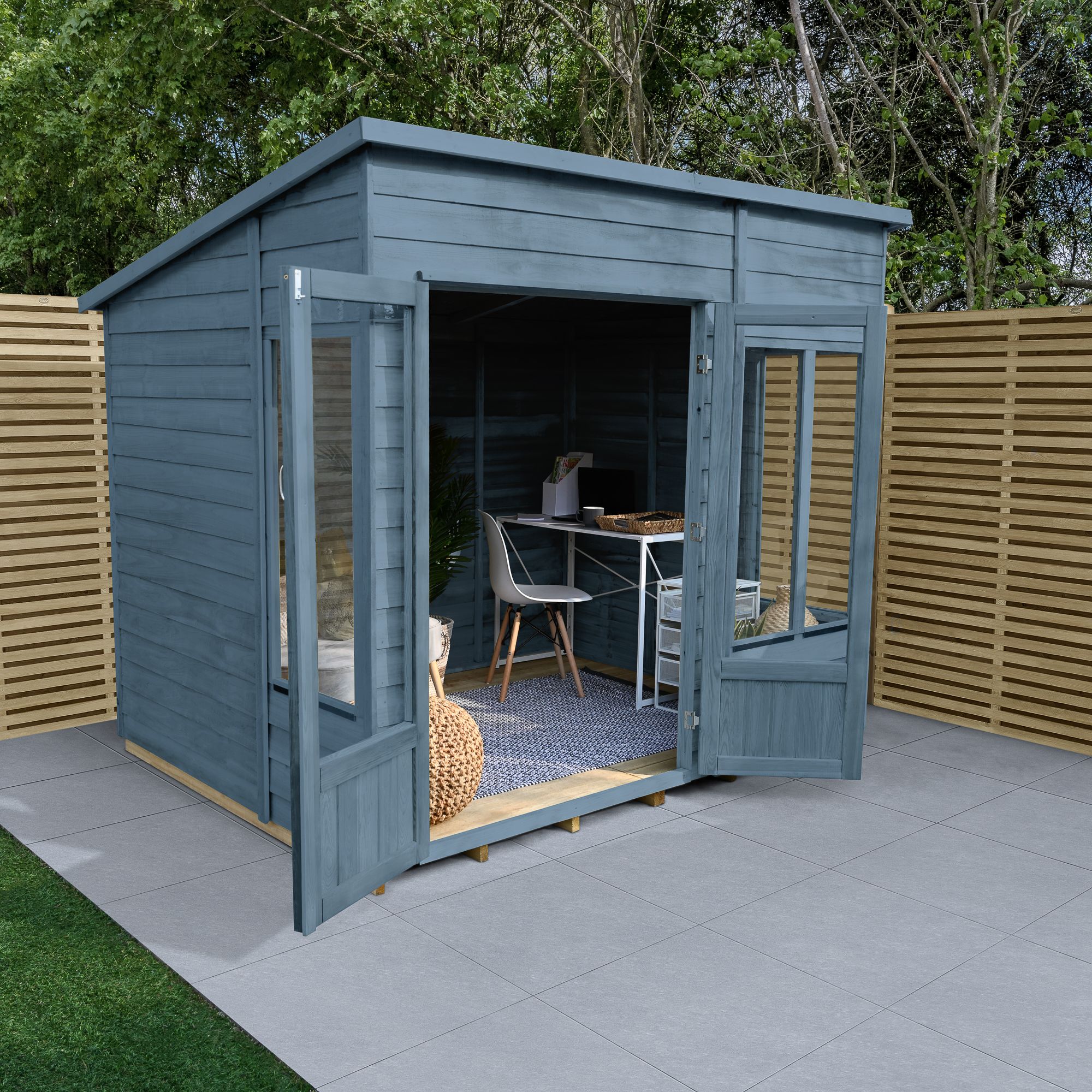 Forest Garden Oakley 8x6 ft with Double door & 4 windows Pent Wooden ...