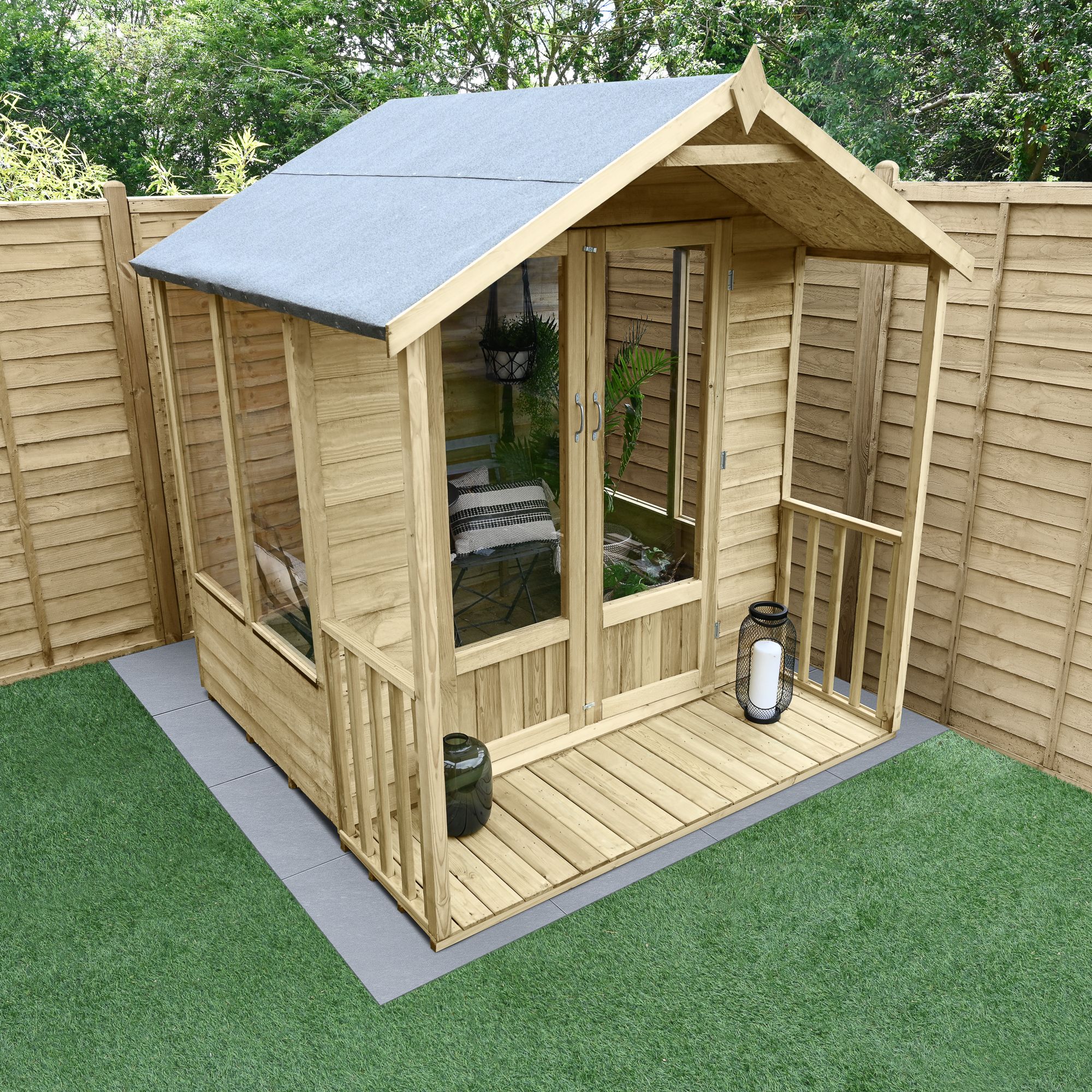Forest Garden Oakley with Double door & 4 windows Apex Wooden Summer ...