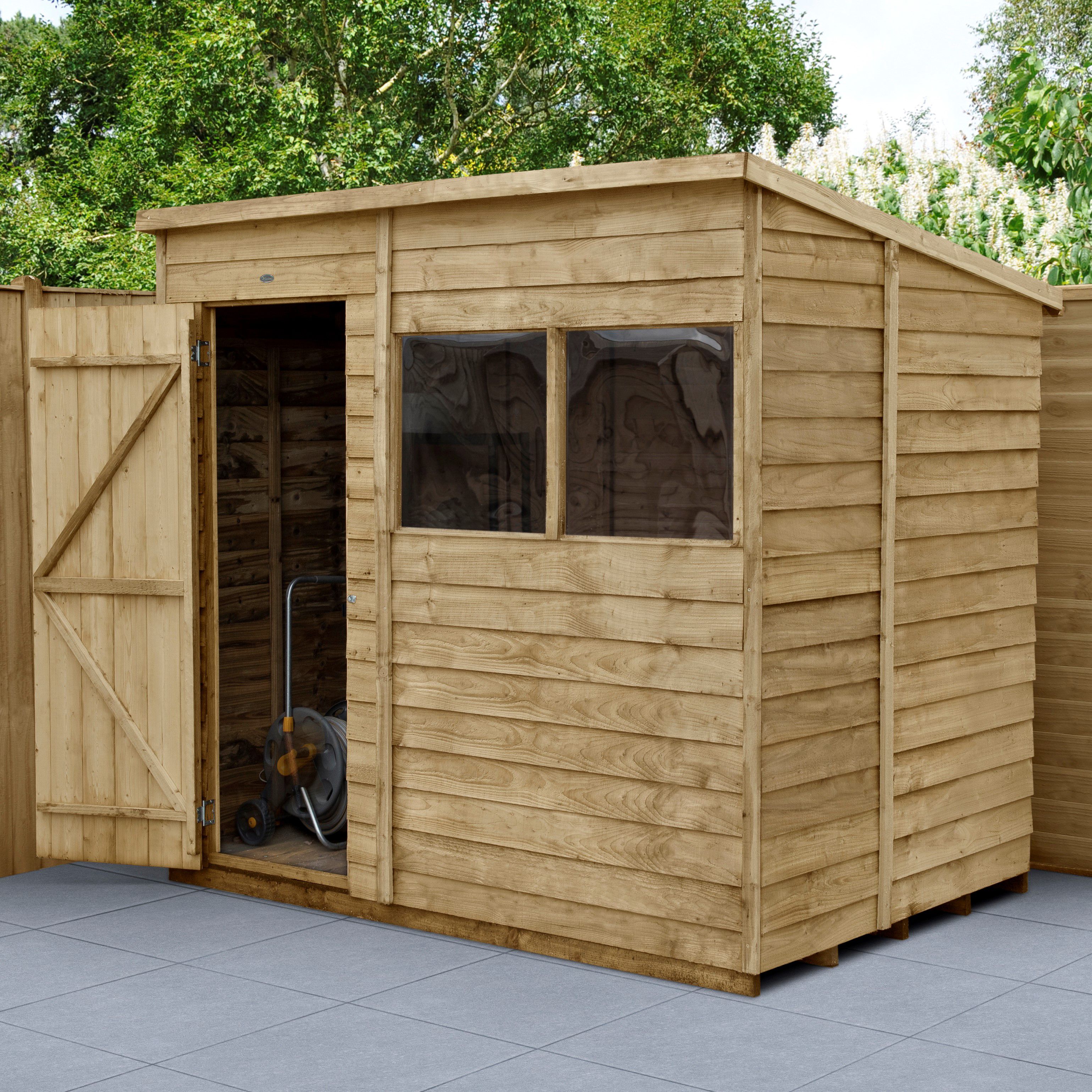 Forest Garden Overlap 7x5 ft Pent Wooden Pressure treated Shed with ...