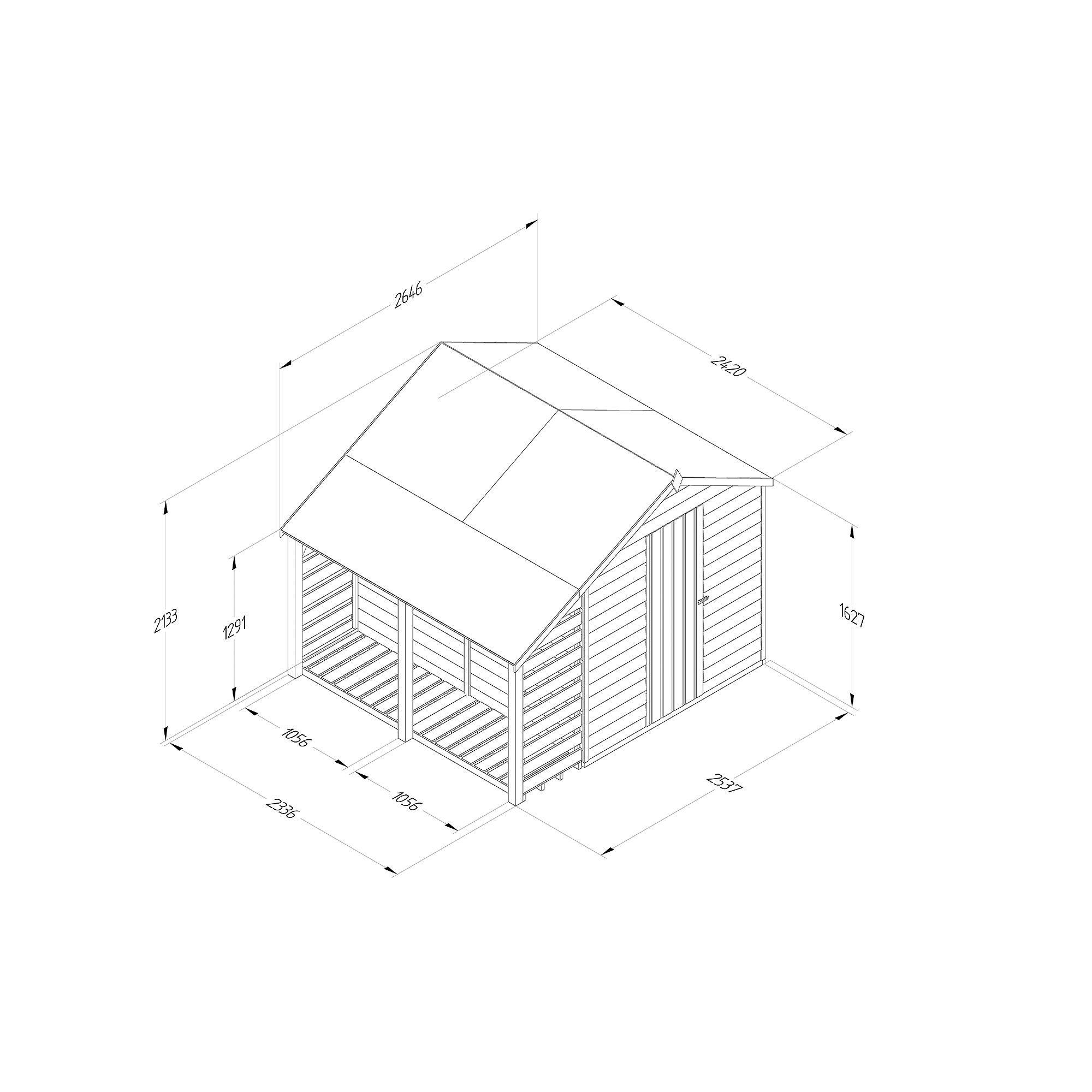 FOREST GARDEN OVERLAP 8X6 FT APEX WOODEN PRESSURE TREATED SHED WITH ...