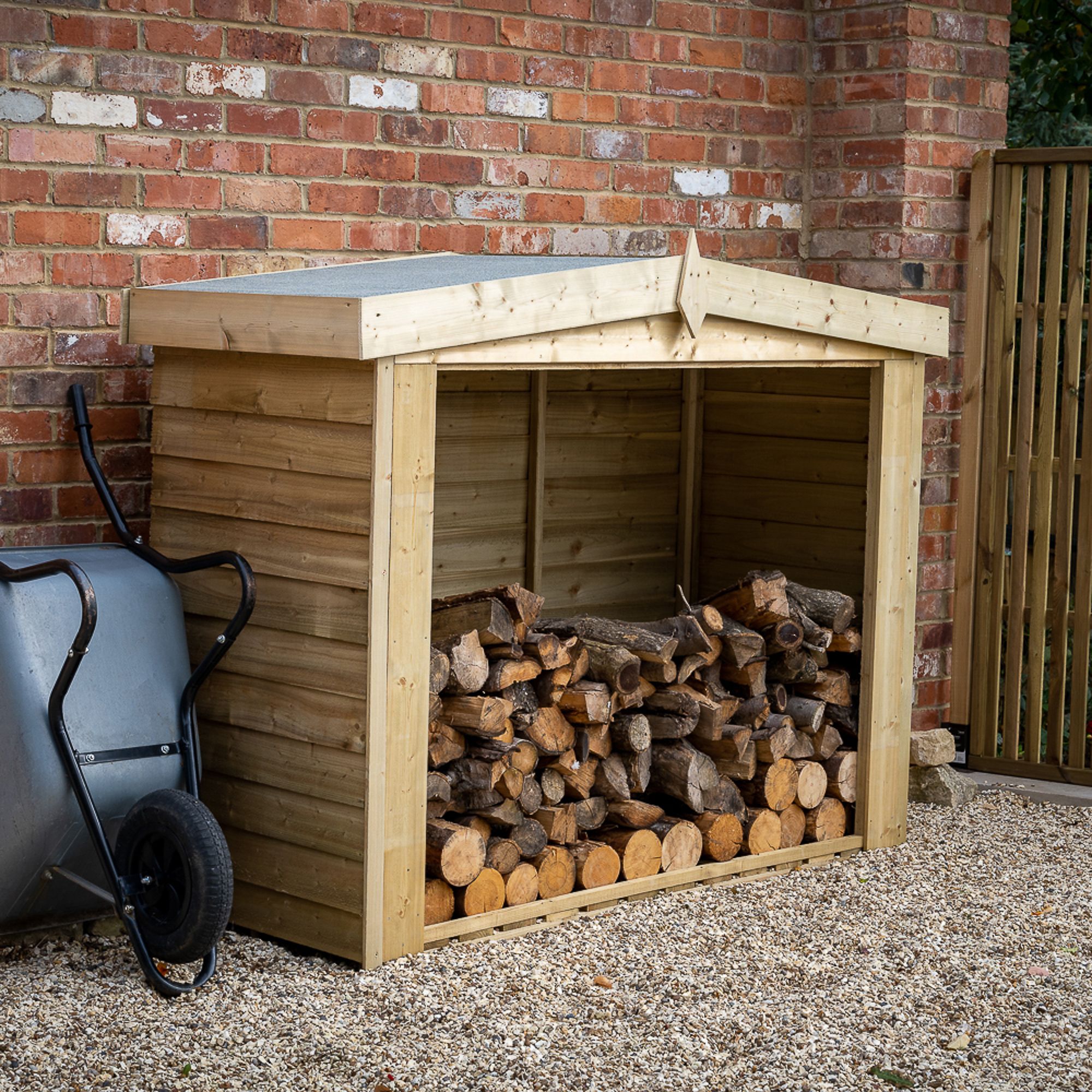 Forest Garden Overlap Wooden 6x5 ft Apex Log store | DIY at B&Q