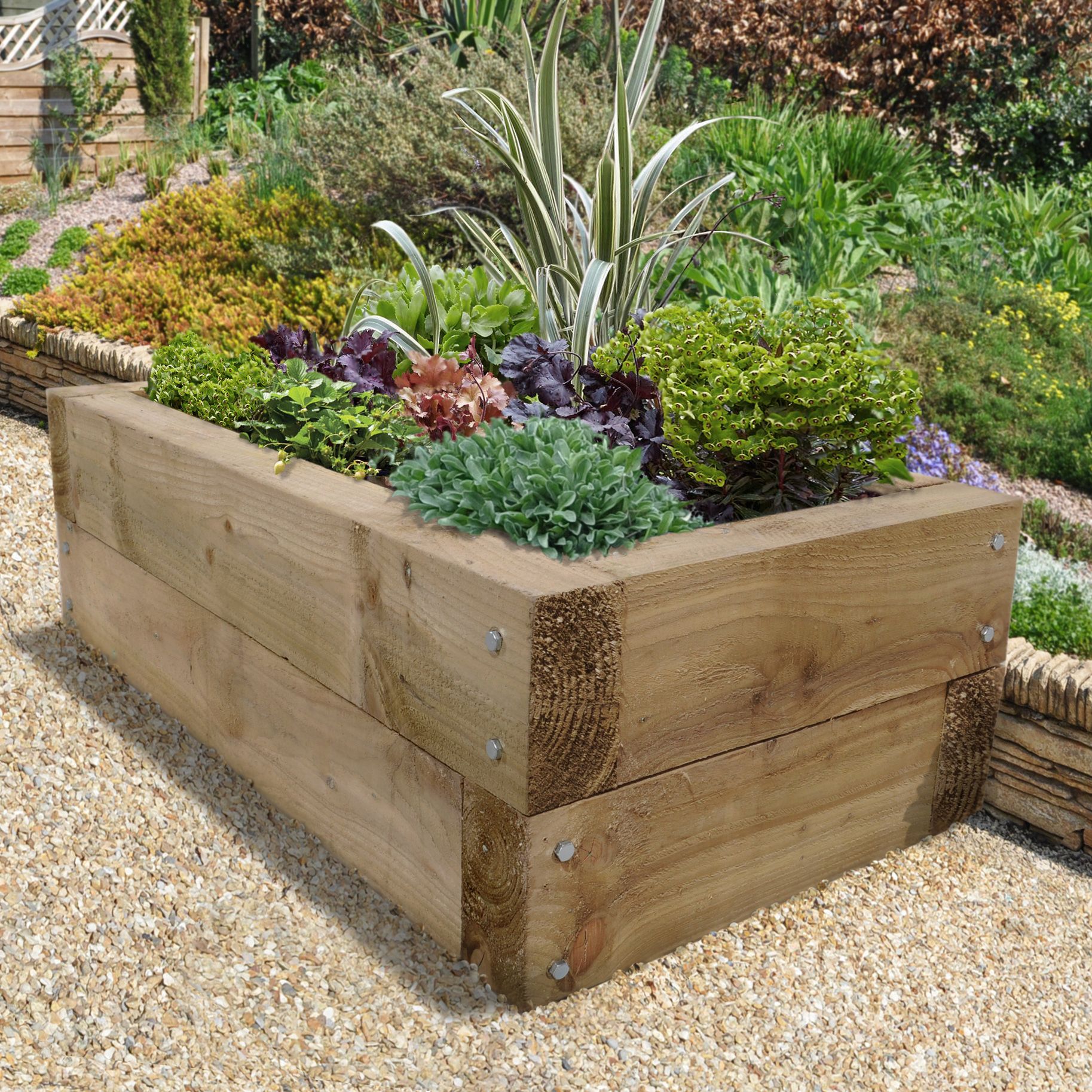 Forest Garden Rectangular Raised bed kit (H)40cm x (W)130cm