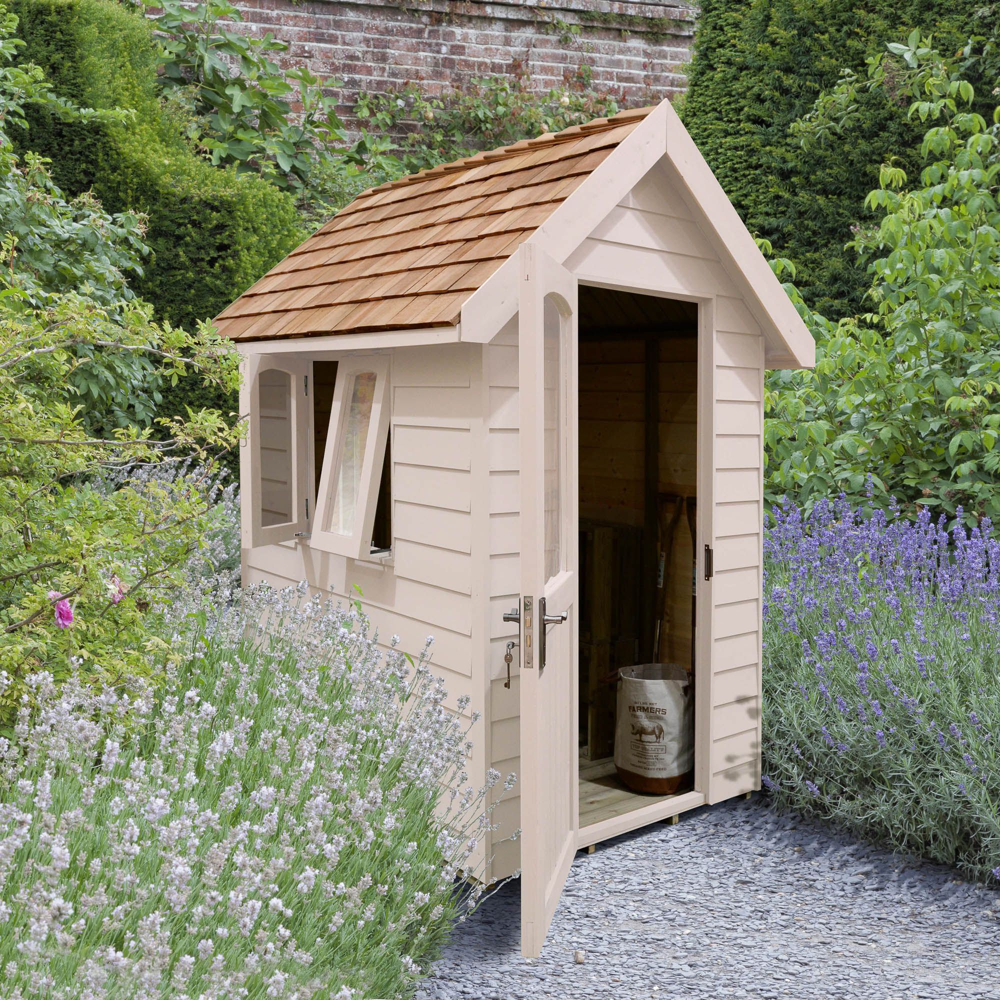 Forest Garden Retreat 6x4 ft Apex Cream Wooden Shed with floor ...