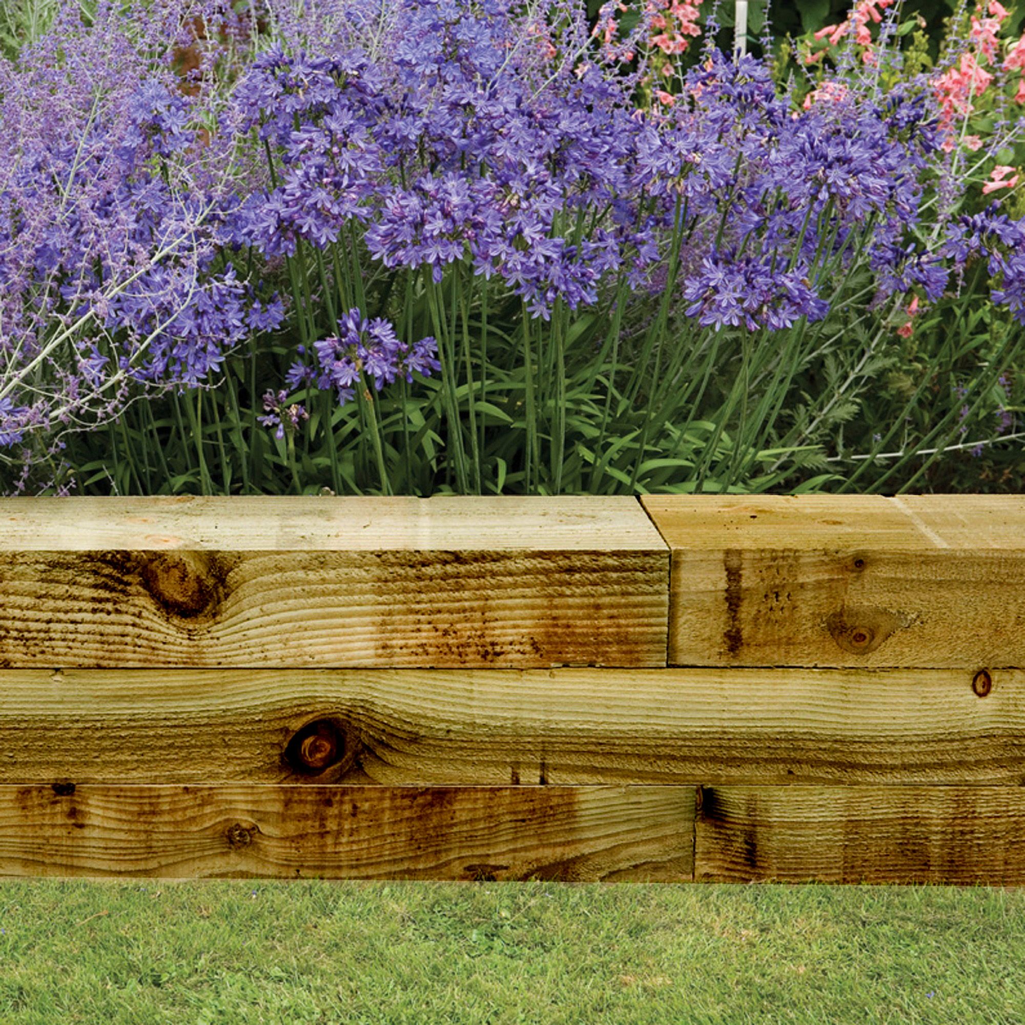 Forest Garden Rough-sawn edge Brown Timber Sleeper (L)1.8m