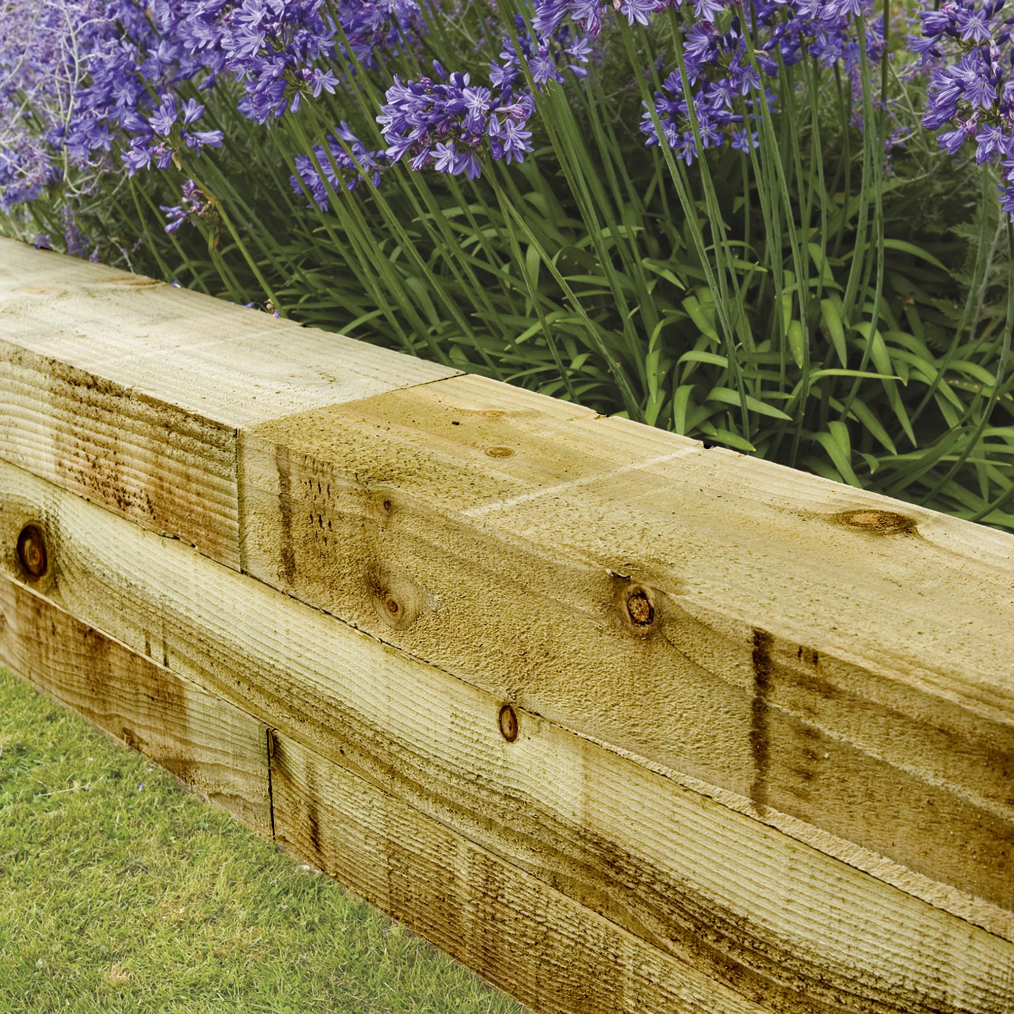 Forest Garden Rough-sawn edge Brown Timber Sleeper (L)1.8m