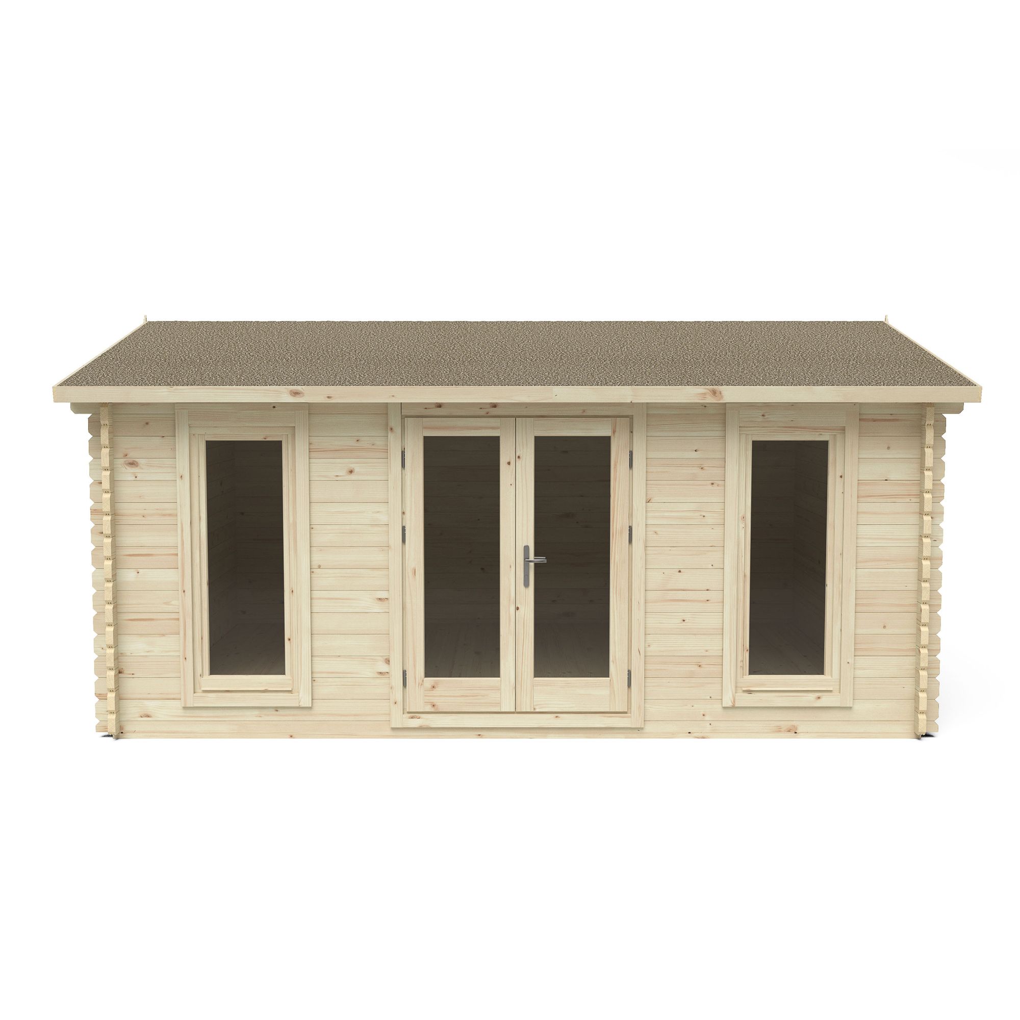 Forest Garden Rushock 5x4 Toughened glass Apex Loglap Solid wood Cabin ...