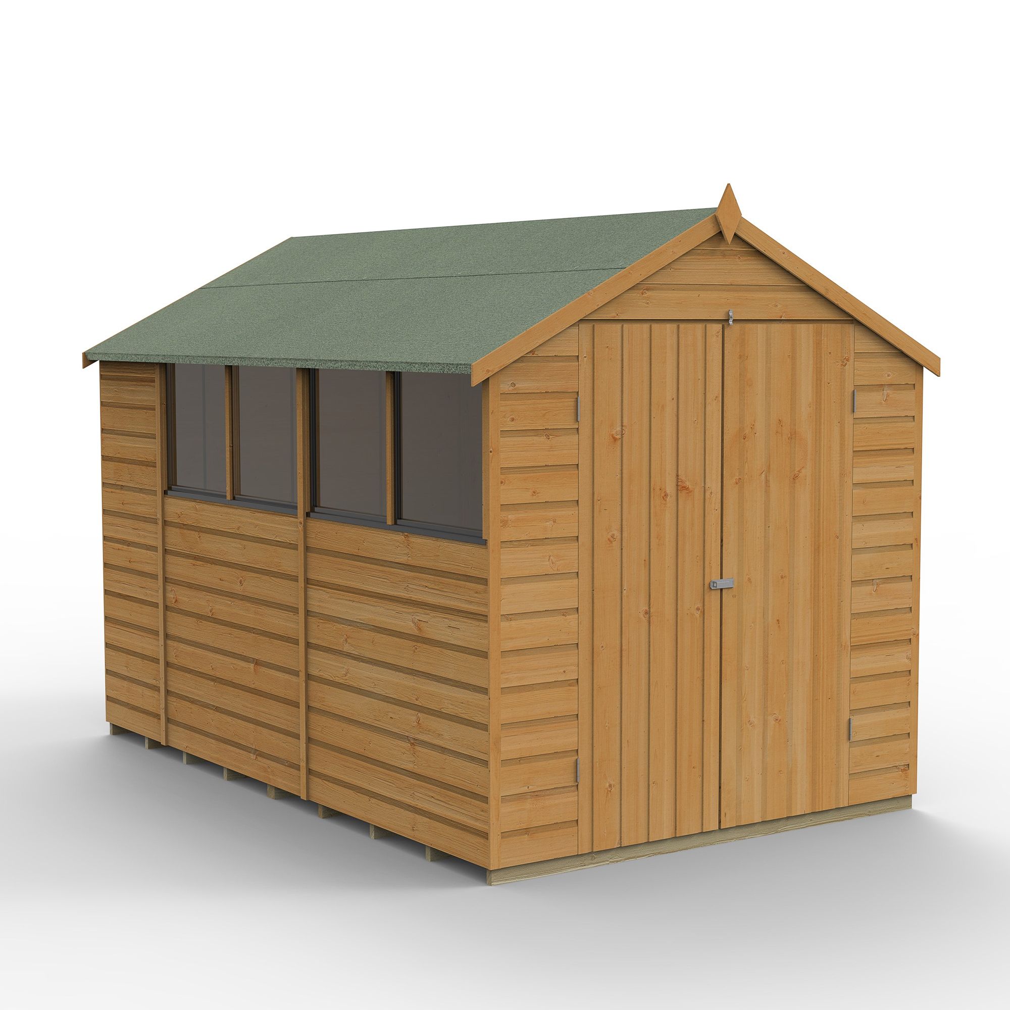 Forest Garden Shiplap 10x6 ft Apex Wooden Dip treated 2 door Shed with ...