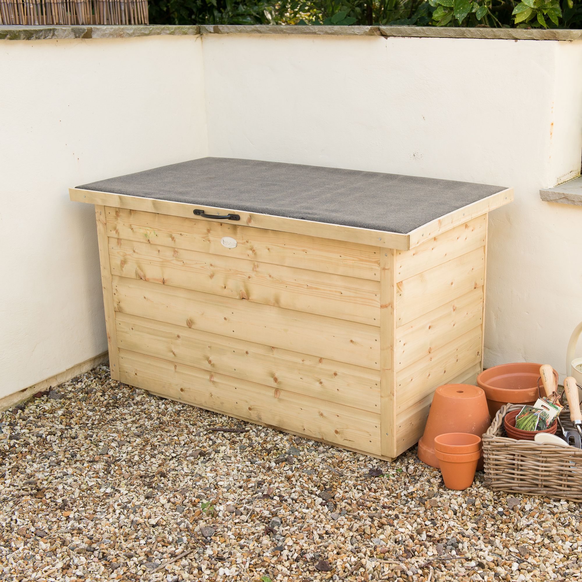 Forest Garden Shiplap Wooden 3x2 Lift up sloping Garden storage box ...