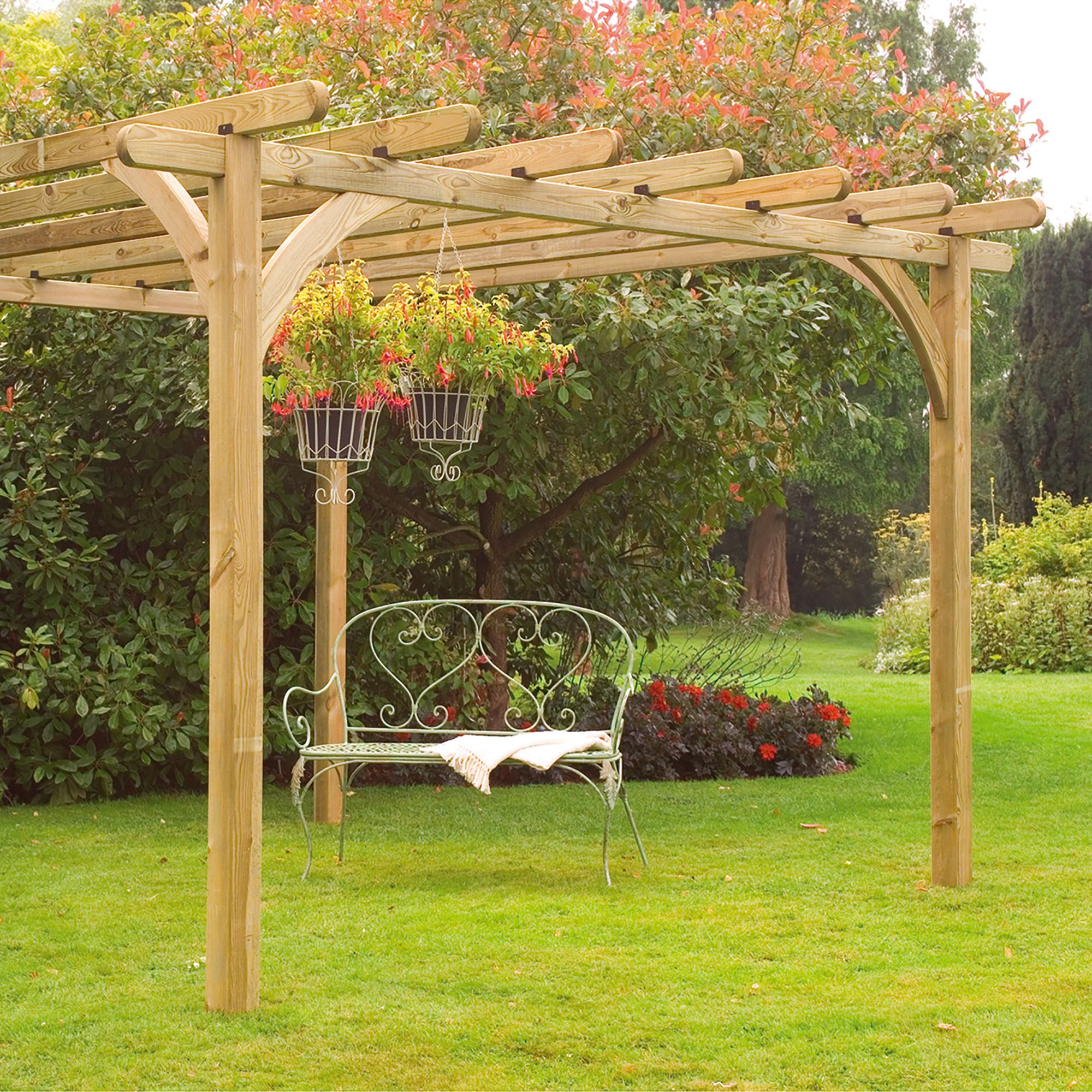 Forest Garden Square Pergola, (W)3.6m x (D)3.6m x (H)2.8m
