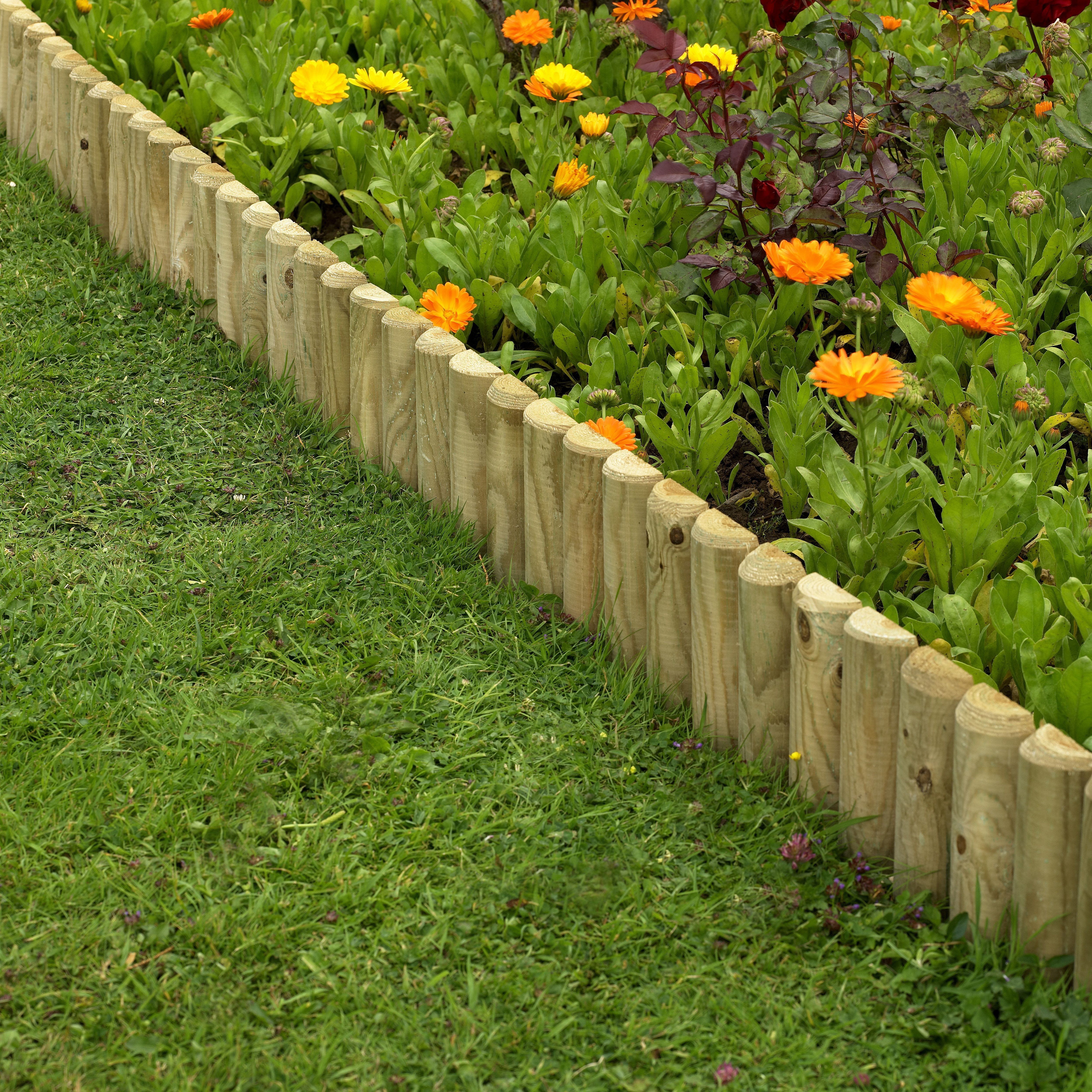 Forest Garden Timber Vertical log edging (H)15cm (L)1.25m