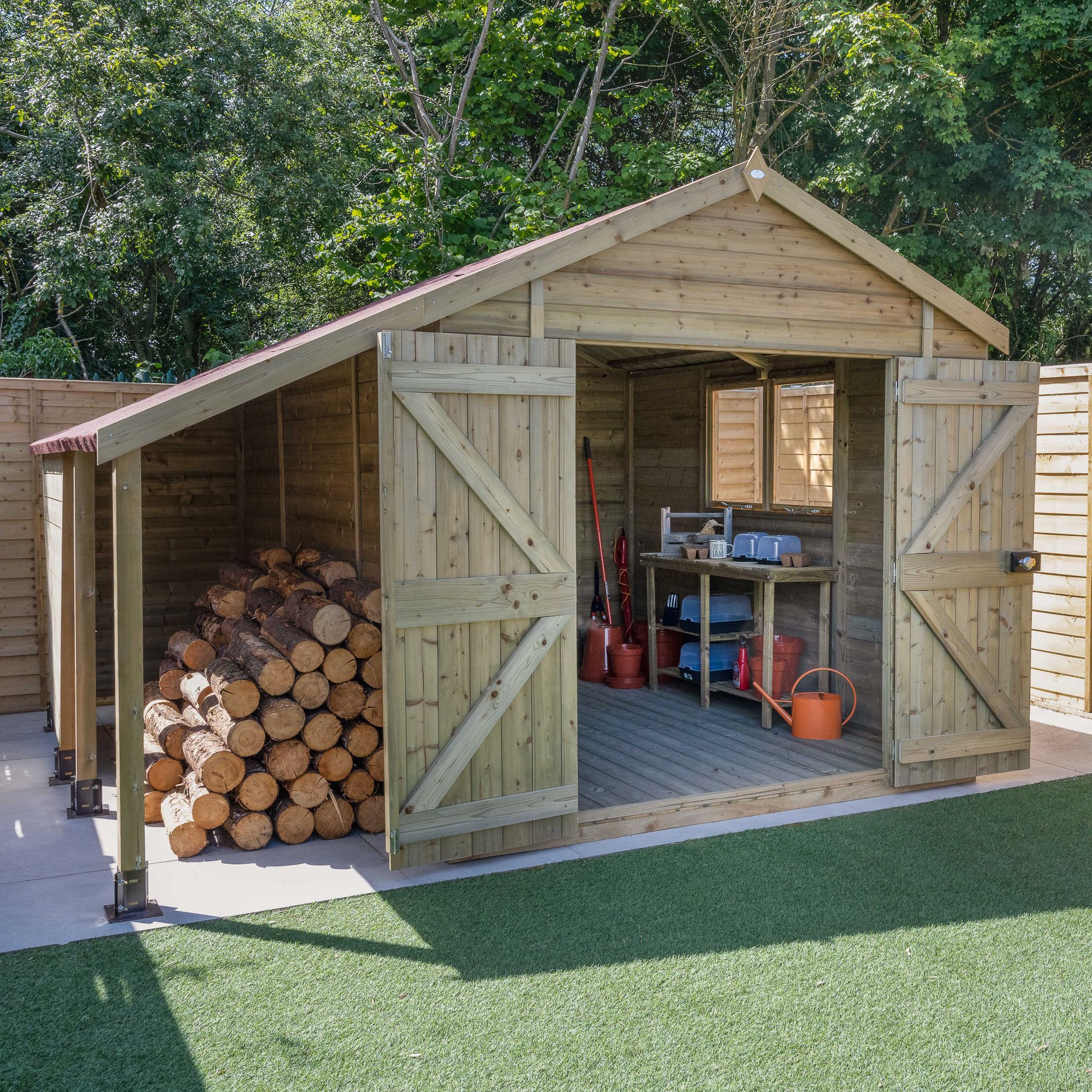 Forest Garden Timberdale log store Tongue & groove 10x8 ft Apex Wooden ...