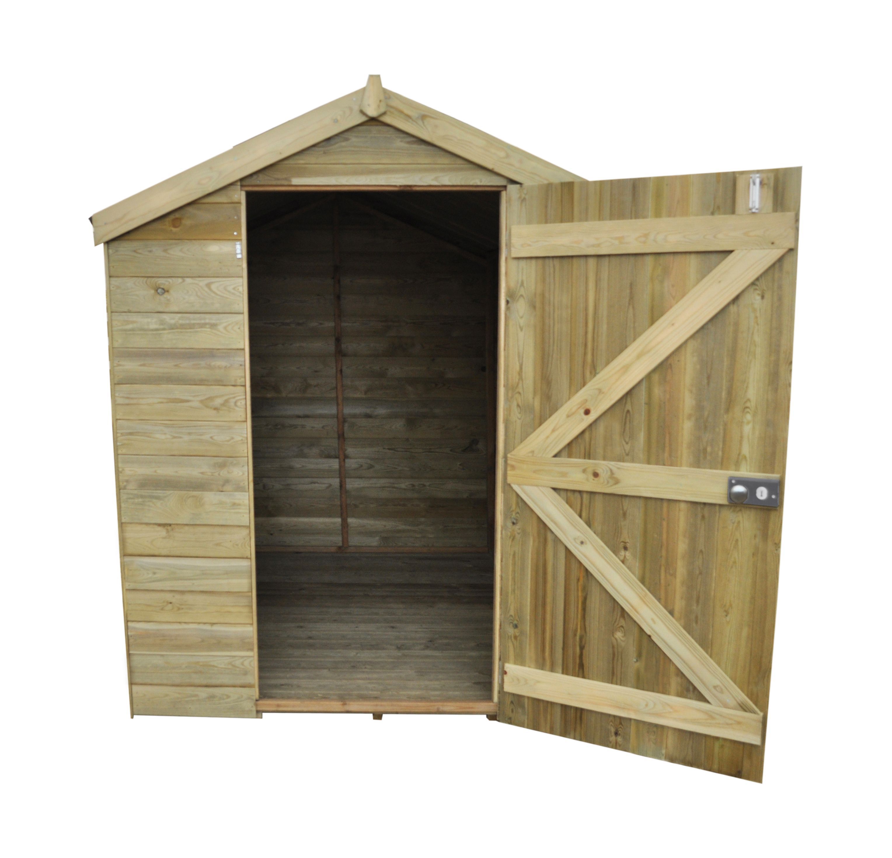 Forest Garden Tongue & groove 8x6 ft Apex Green Wooden Pressure treated ...