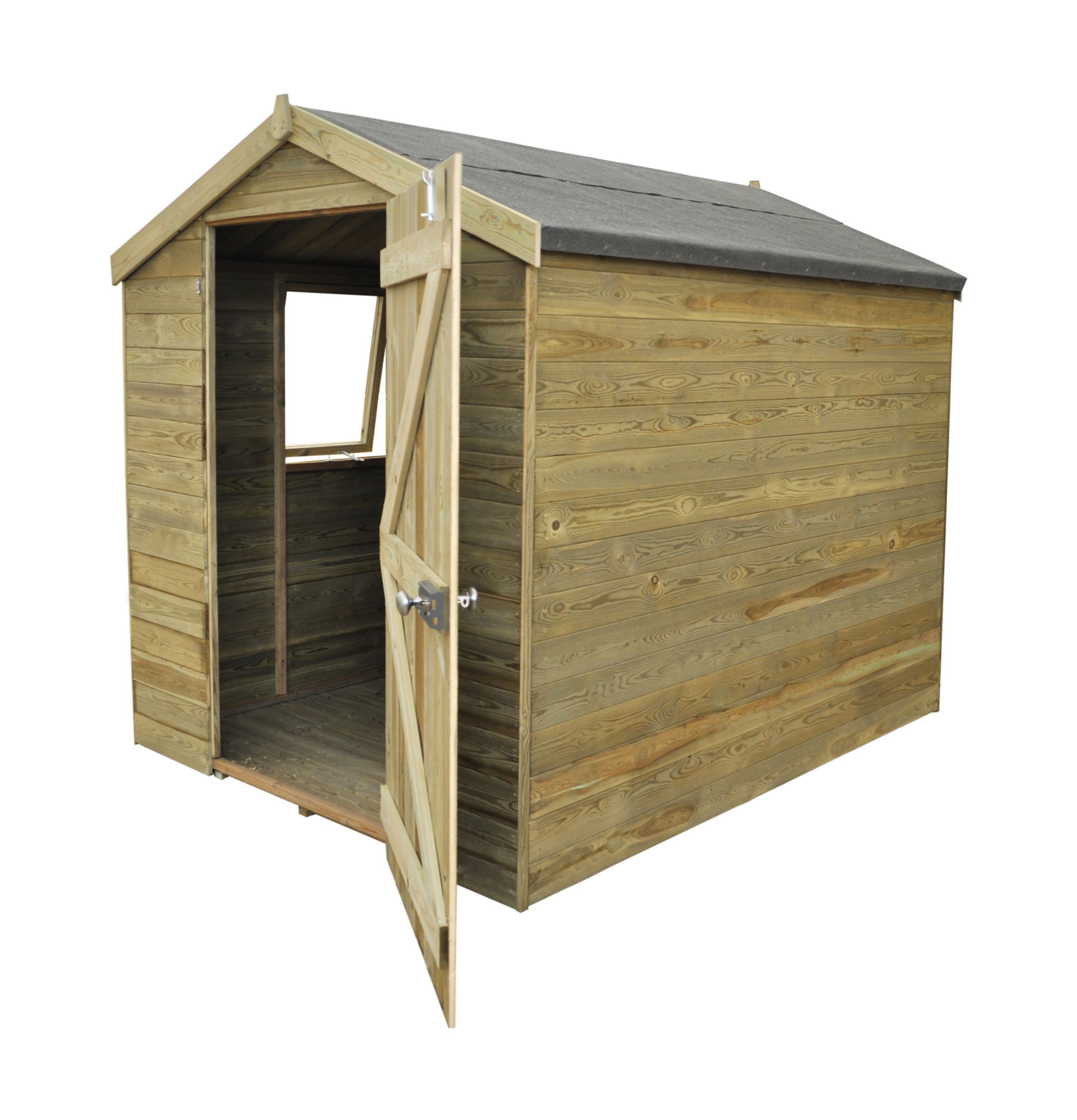 Forest Garden Tongue & groove 8x6 ft Apex Green Wooden Pressure treated ...