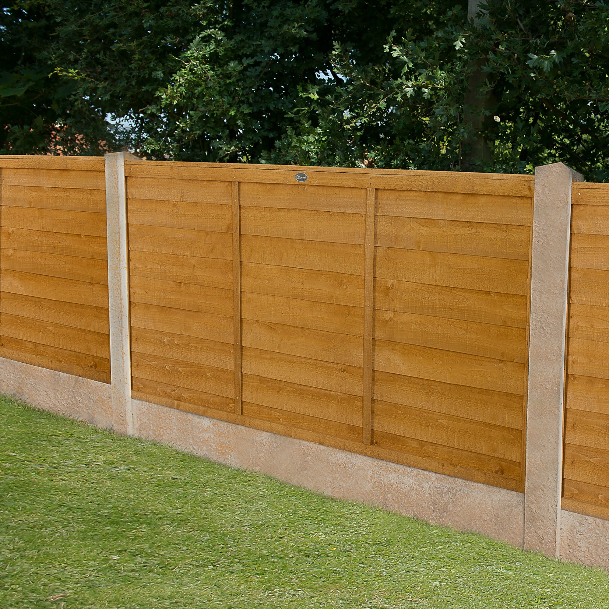 Forest Garden Traditional Overlap Dip treated 3ft Wooden Fence panel (W ...