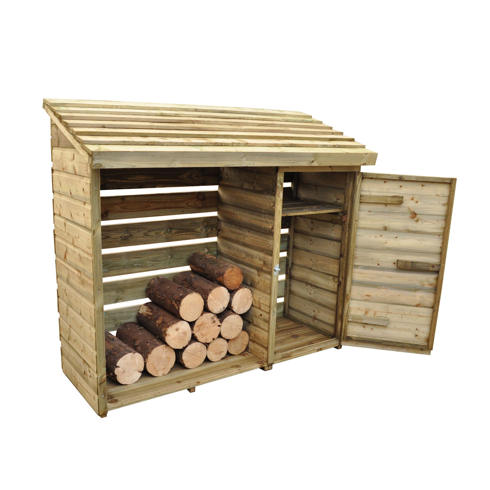 Forest Garden Wooden 6x2 ft Pent Log store