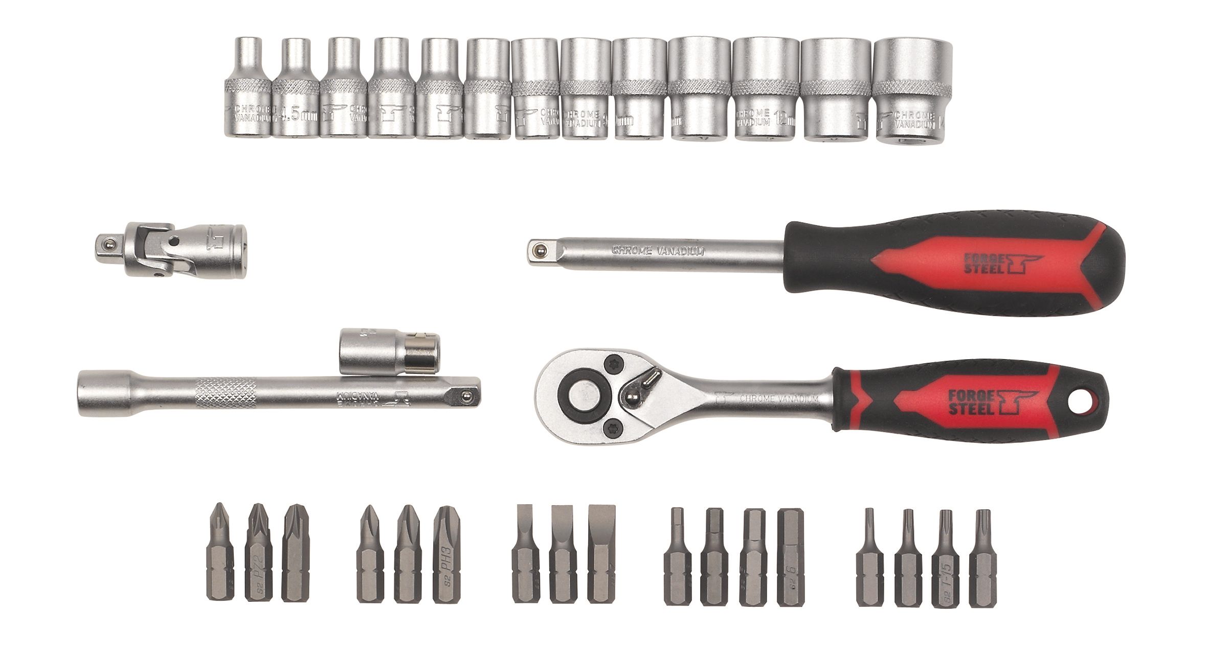 Forge Steel 35 piece ¼" Socketry set