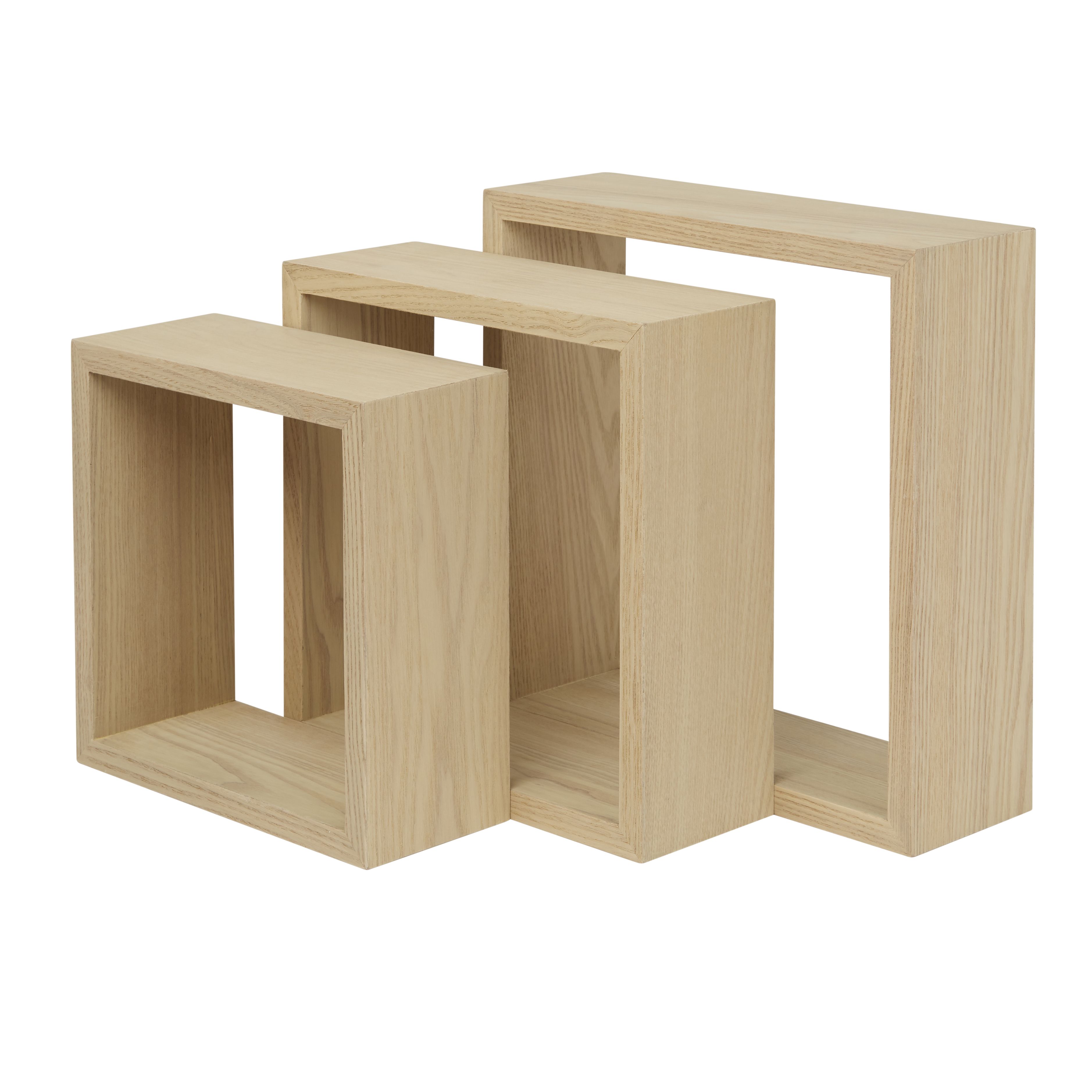 Form Rigga Timber Cube shelf (D)9.8cm, Set of 3 | DIY at B&Q