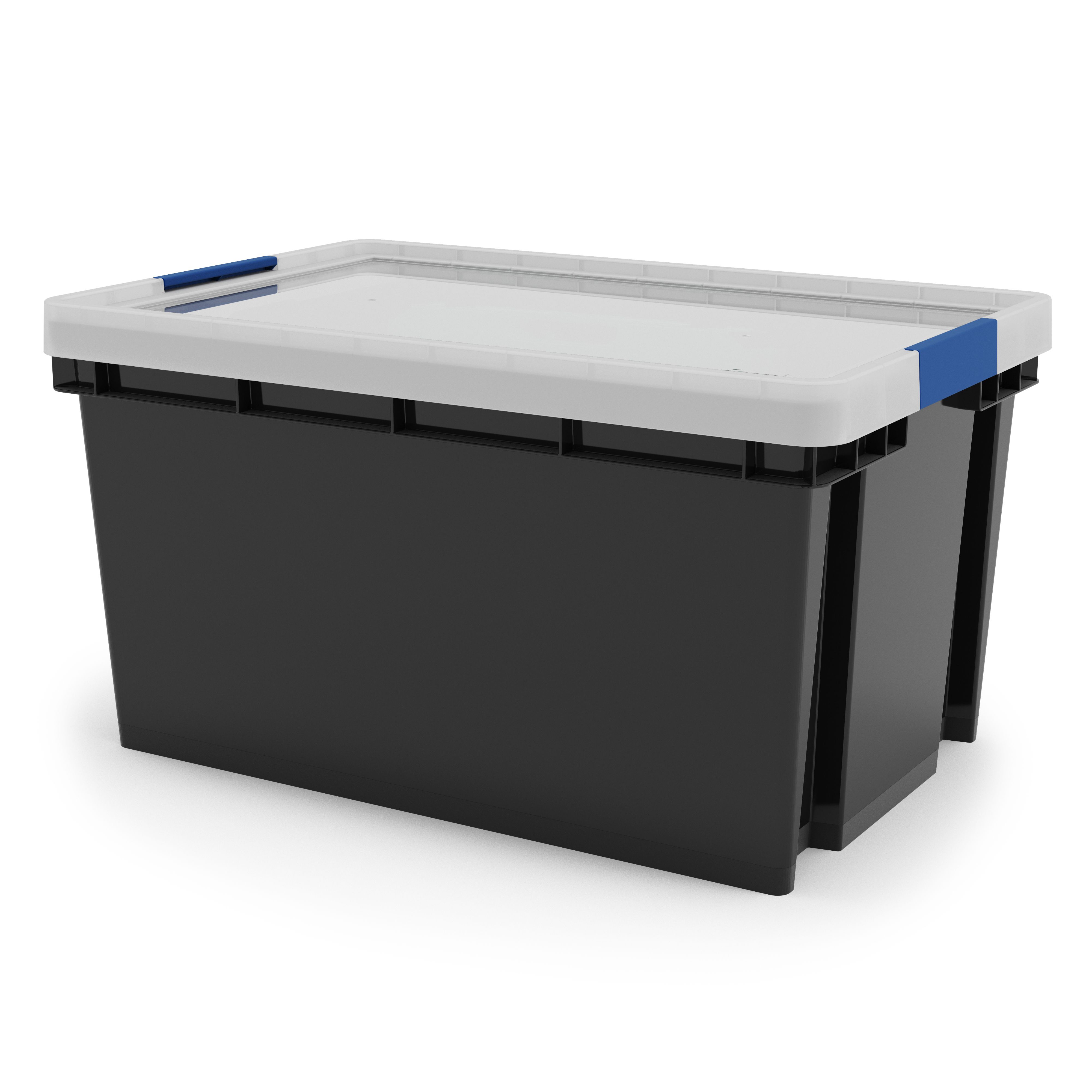 Form Xago Heavy Duty Grey 50l Stackable Storage Box And Clip Handles