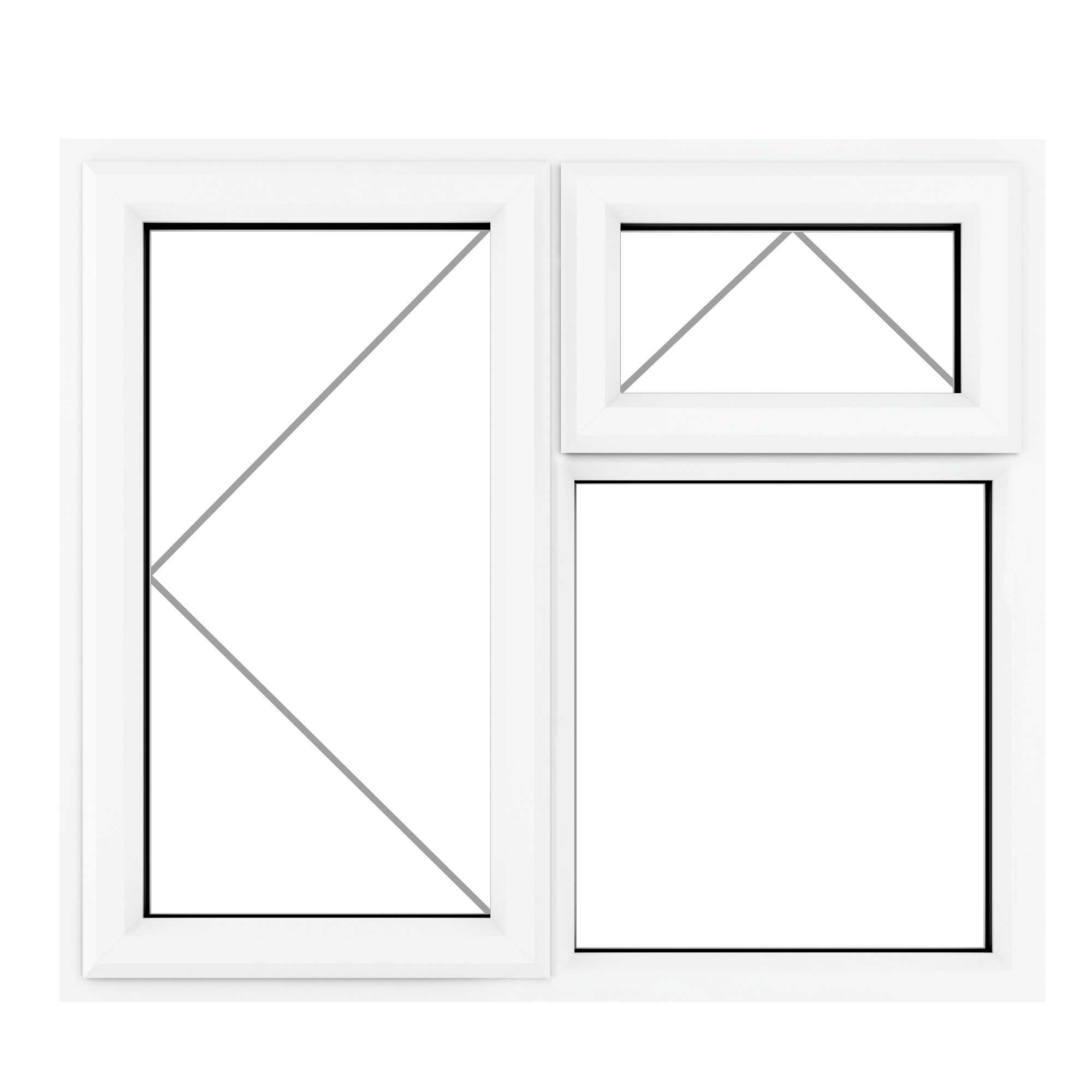 Fortia 3P Clear Glazed White uPVC Left-handed Side & top hung Window ...