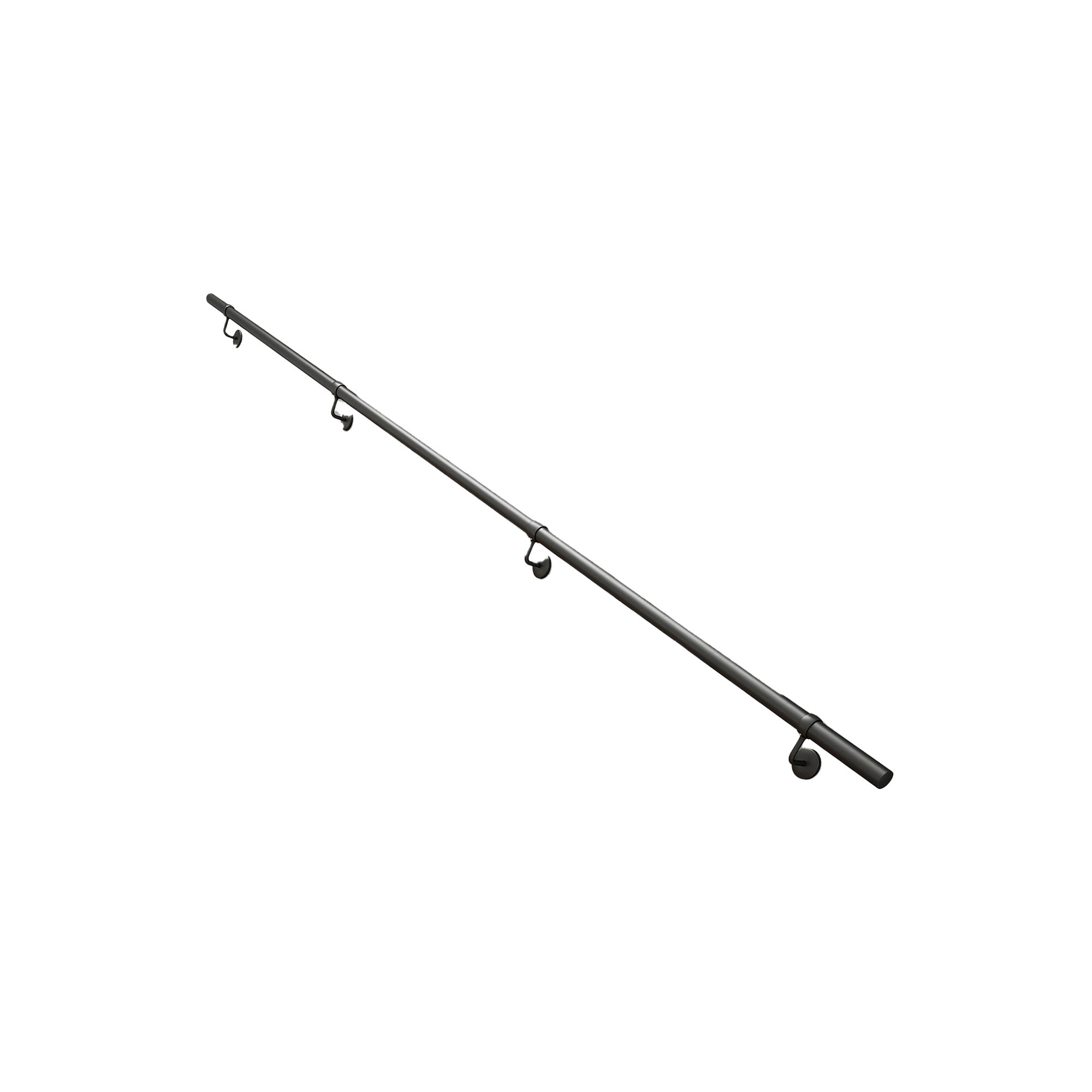Fortia Black Steel Round 40mm Hand & base rail, (L)3.6m (D)40mm