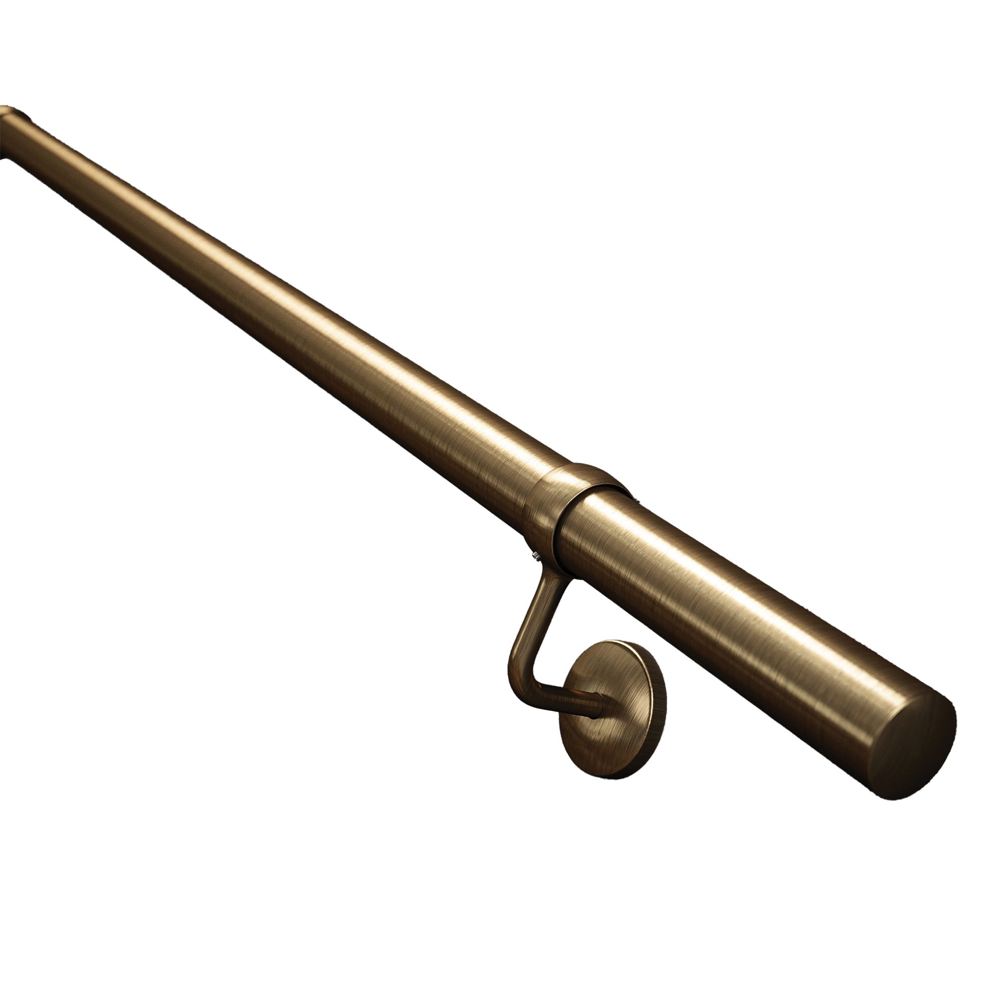 Fortia Brushed Steel Antique brass effect Round 40mm Handrail kit, (L)3 ...