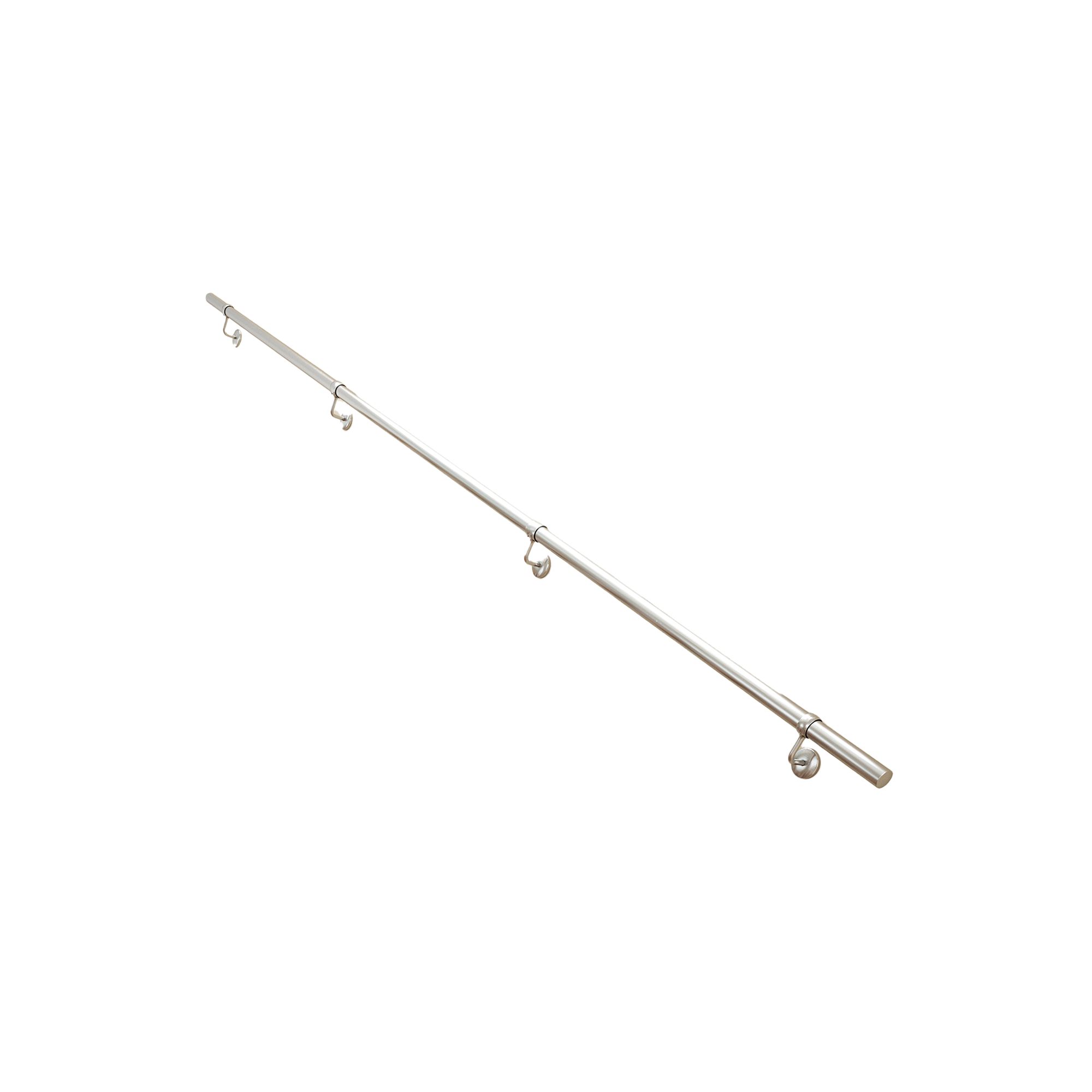 FORTIA BRUSHED STEEL NICKEL EFFECT ROUND 40MM HAND & BASE RAIL, (L)3.6M ...