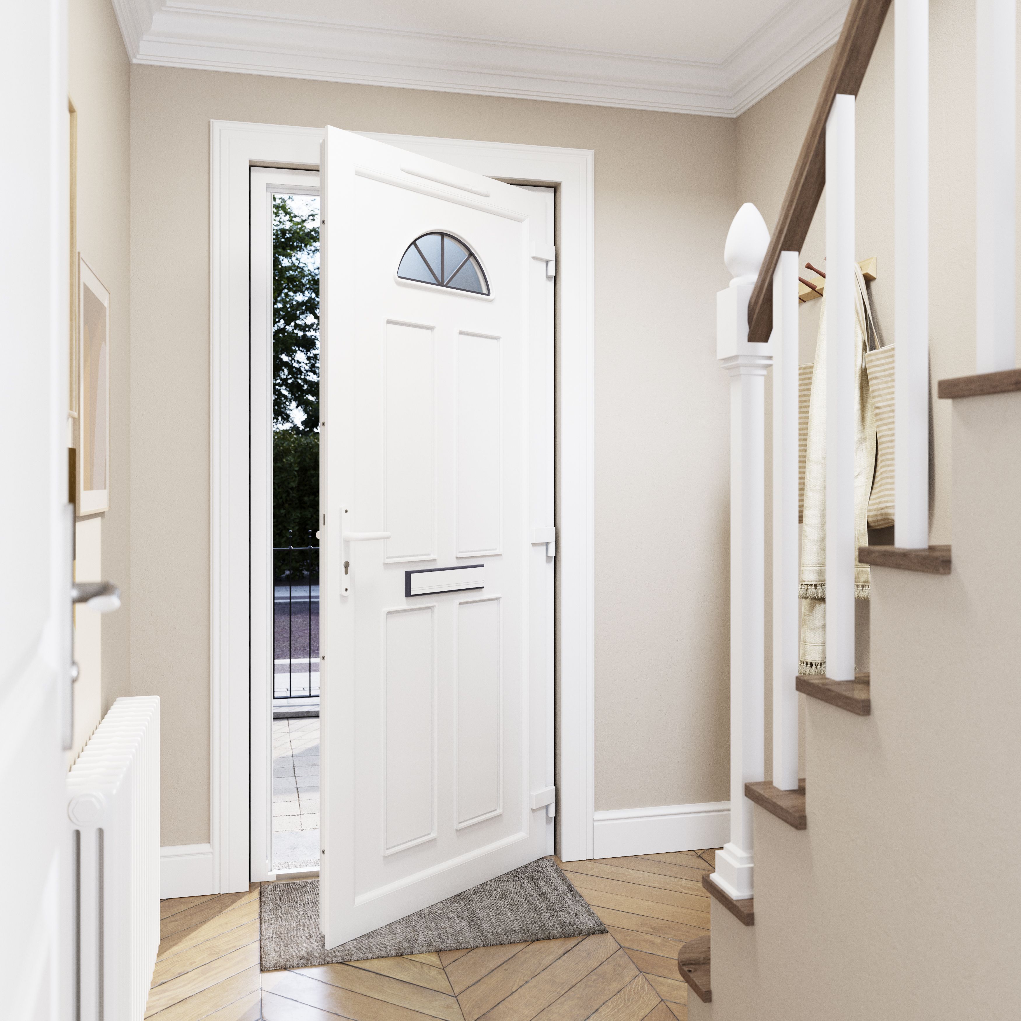 Fortia Lorne Flat Clear Glazed Anthracite LH External Front Door set ...