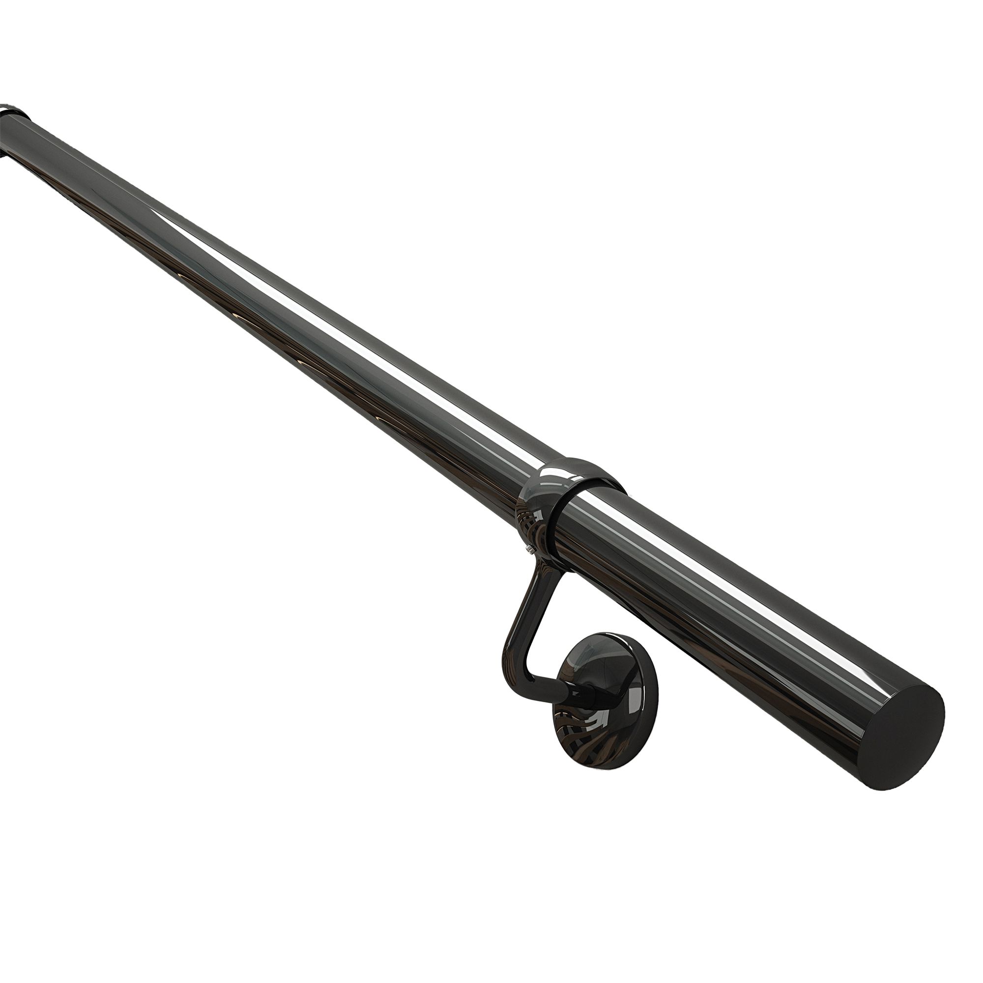 Fortia Polished Steel Gunmetal effect Round 40mm Handrail kit, (L)3.6m ...