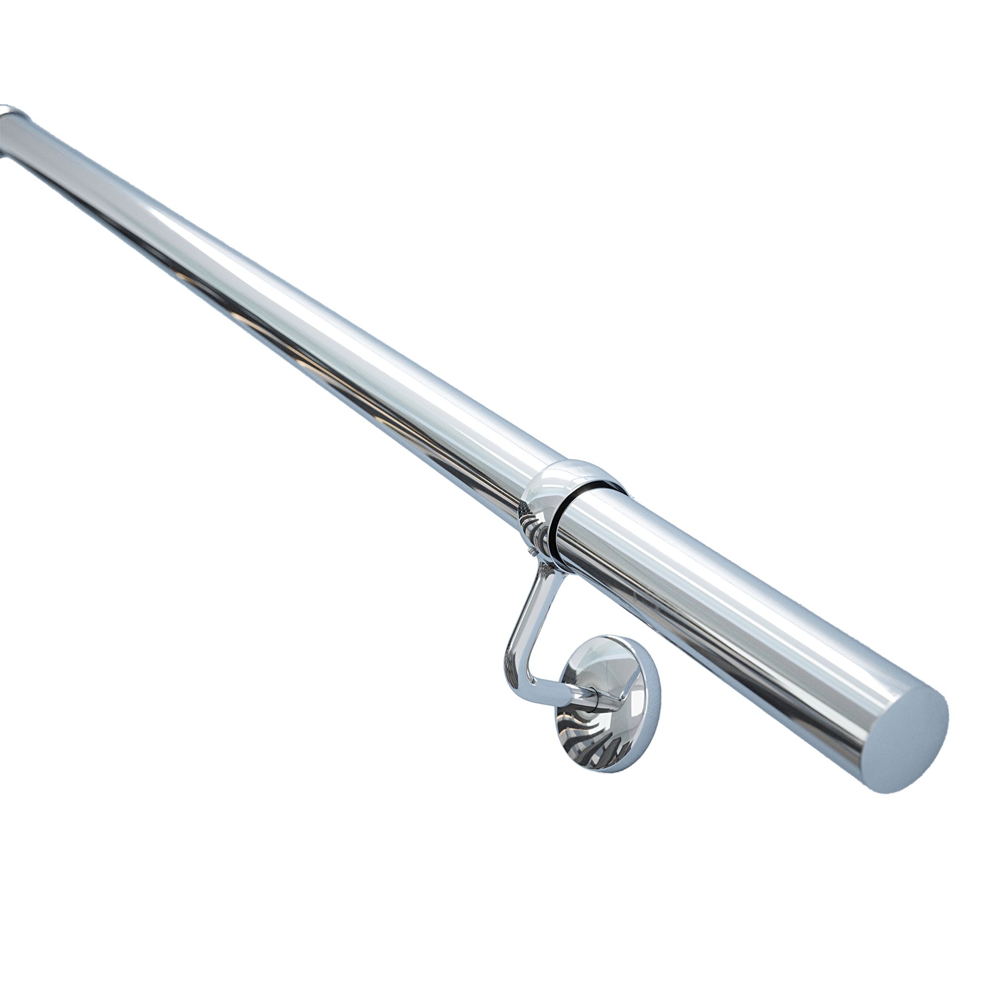 Fortia Polished Steel Round 40mm Hand & base rail, (L)3.6m (D)40mm