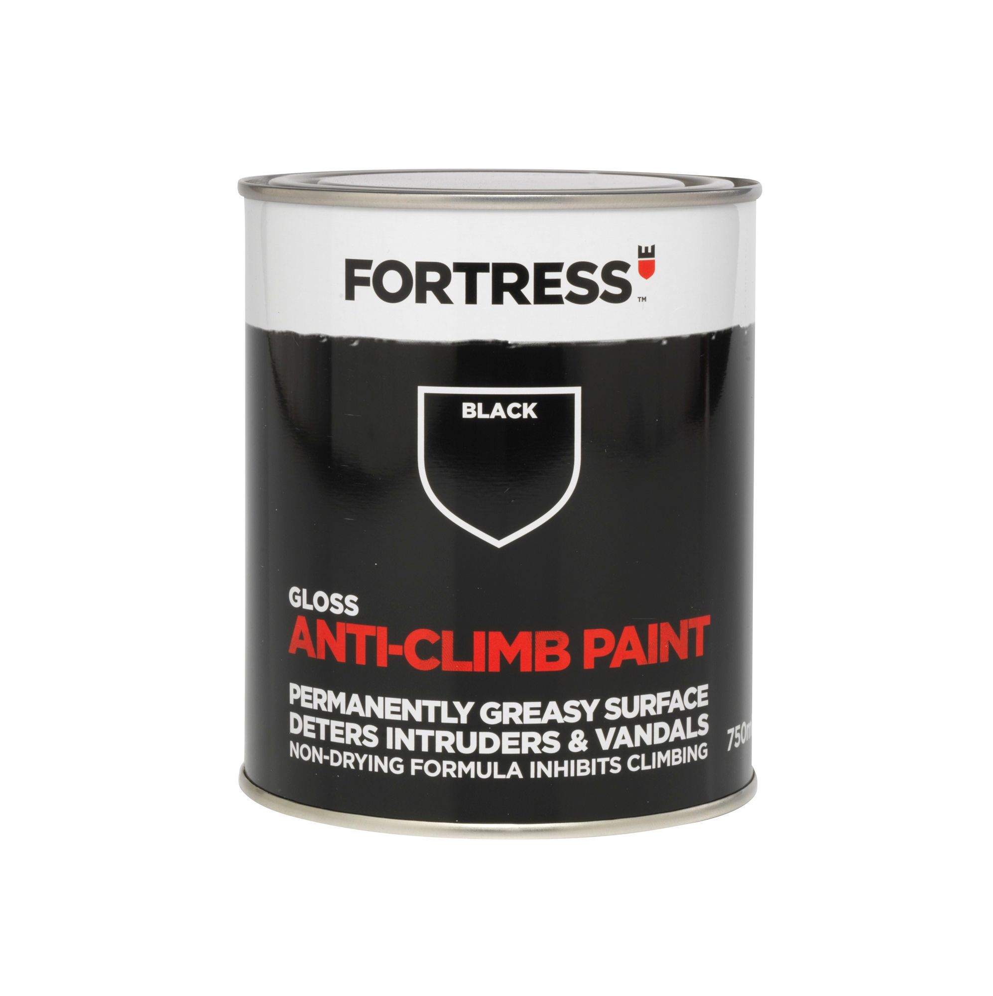 Fortress Black Gloss Anti-climb paint, 750ml | DIY at B&Q