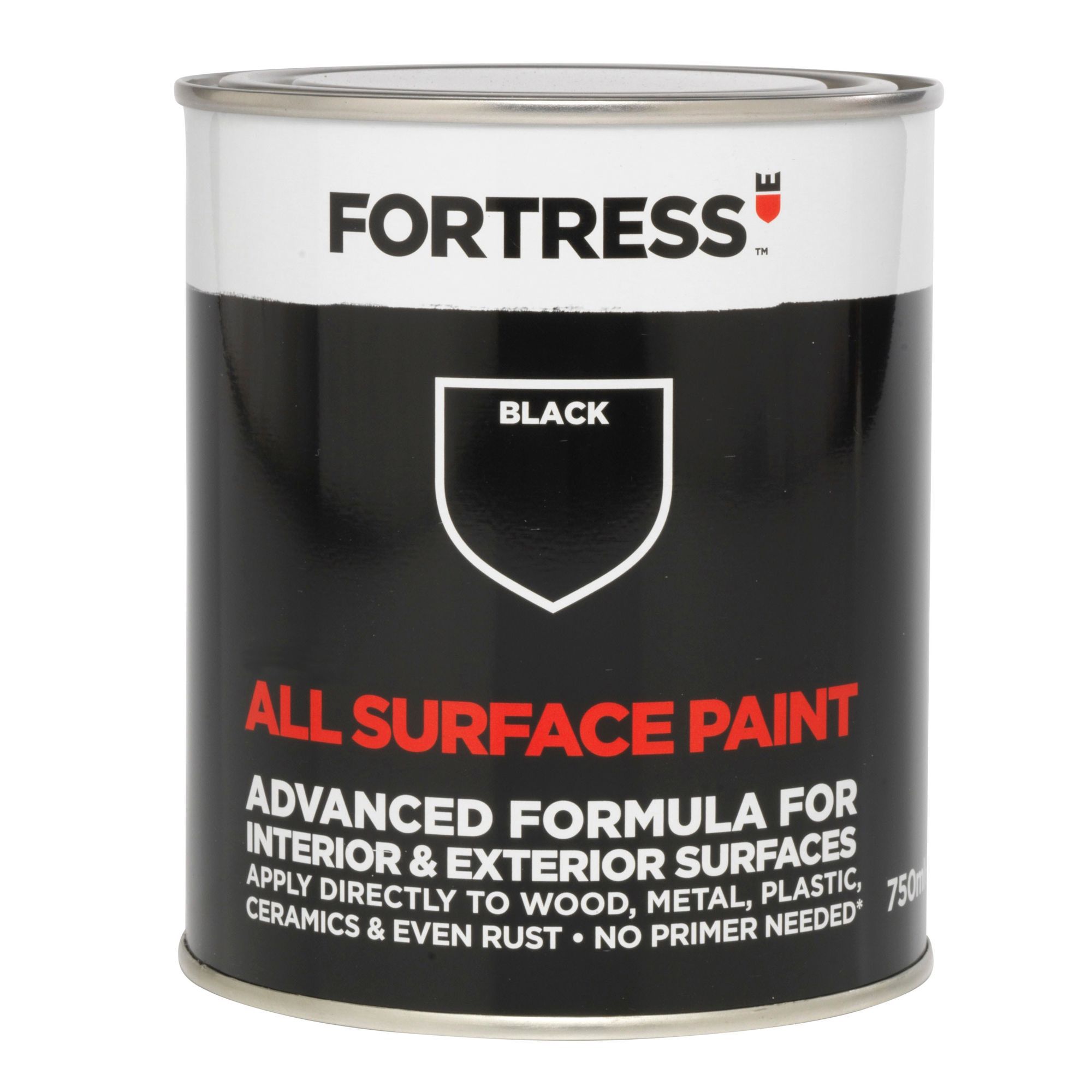 Fortress Black Matt Multi-surface paint, 750ml