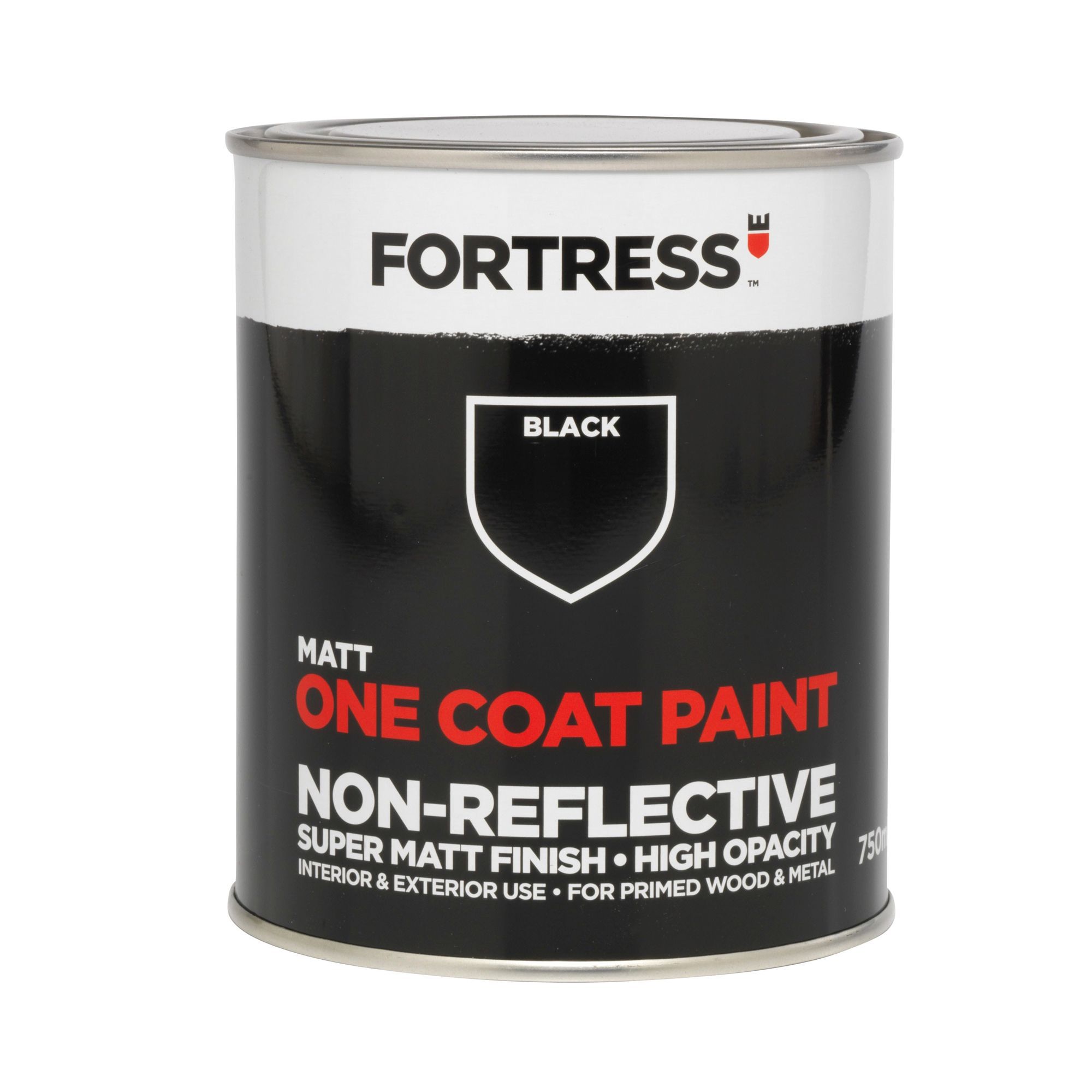 Fortress One coat Black Matt Metal & wood paint, 750ml | DIY at B&Q