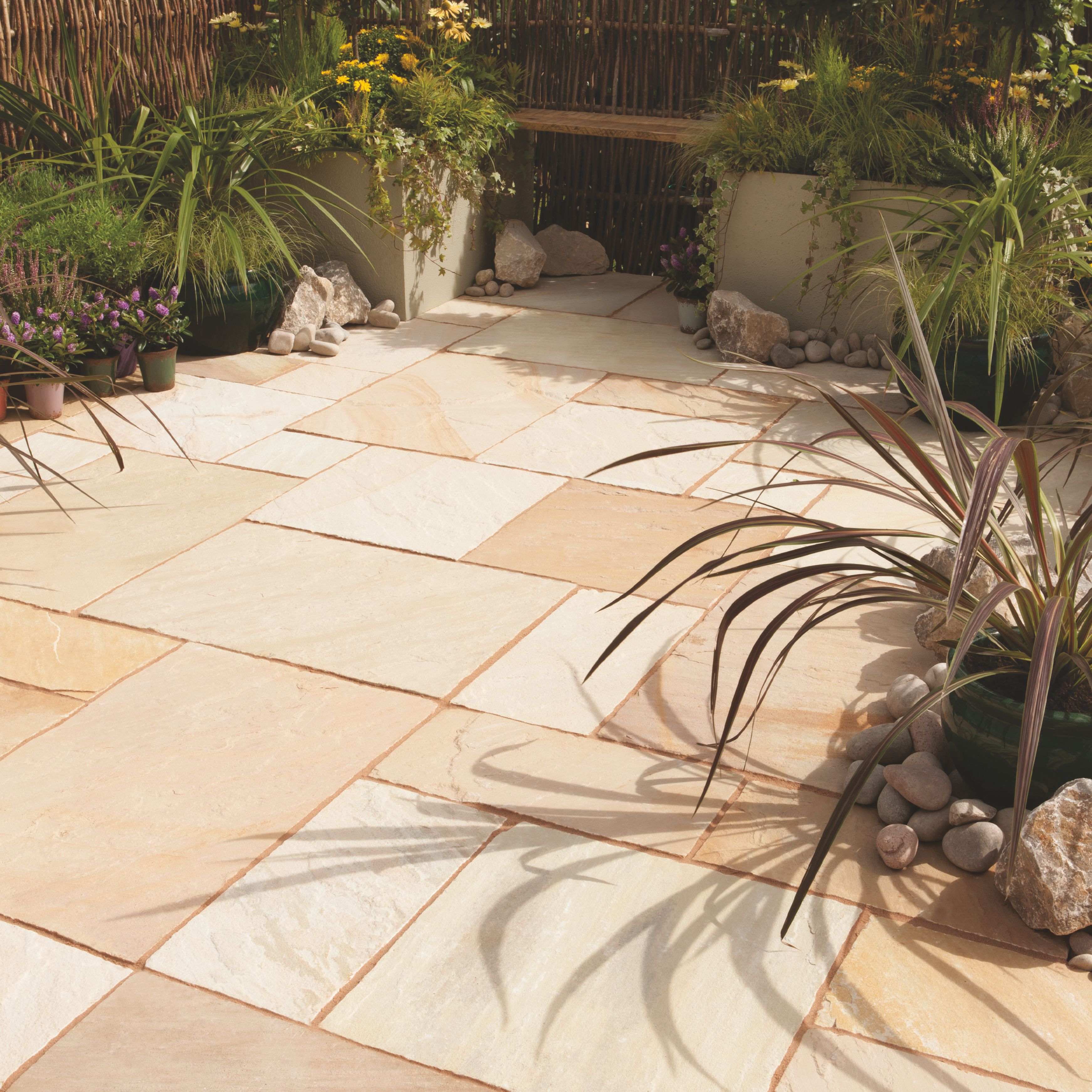 Fossil buff Paving set 16.1m², Pack of 85 | DIY at B&Q