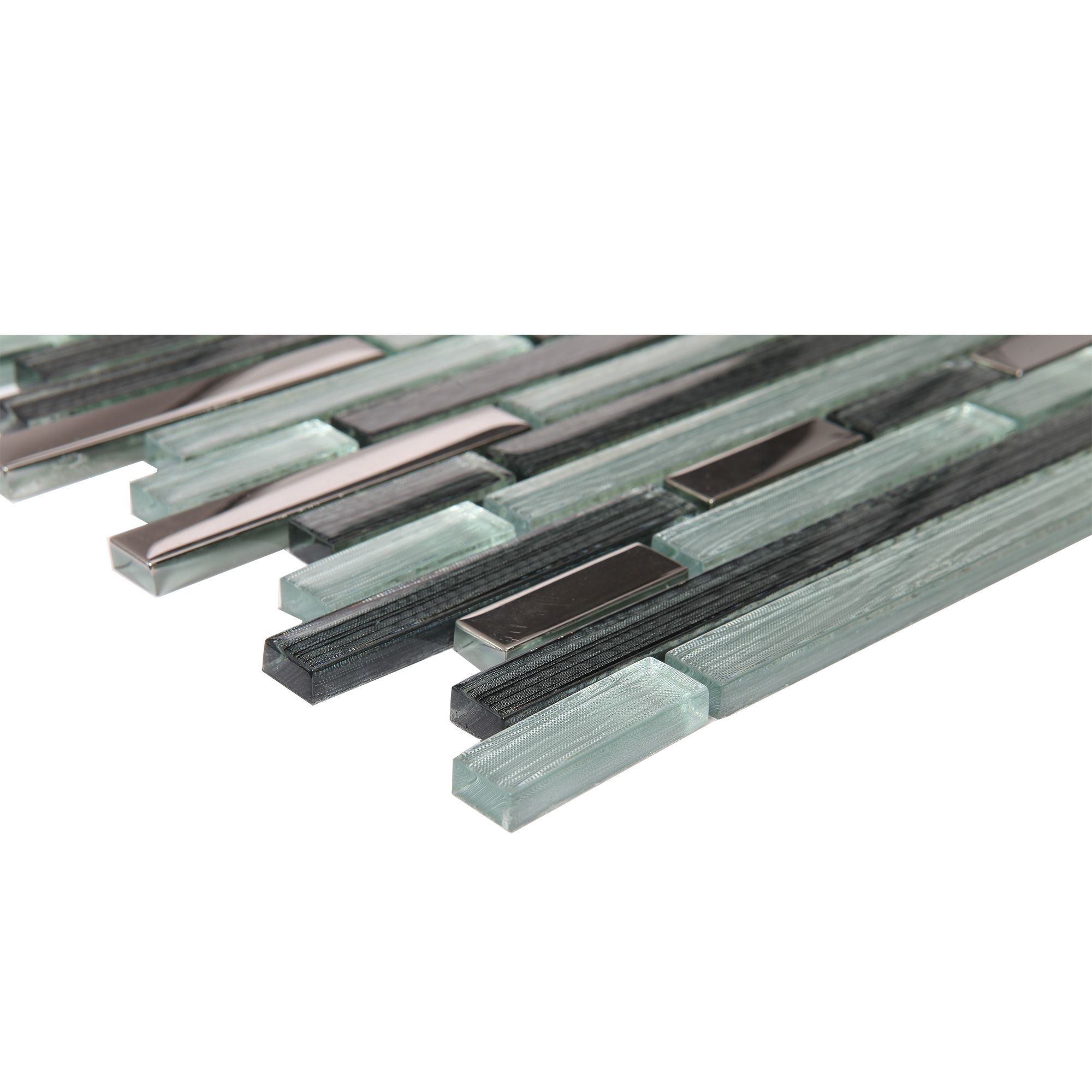 Foxe Grey muretto Gloss Flat Glass Mosaic tile sheet, (L)300mm (W)300mm