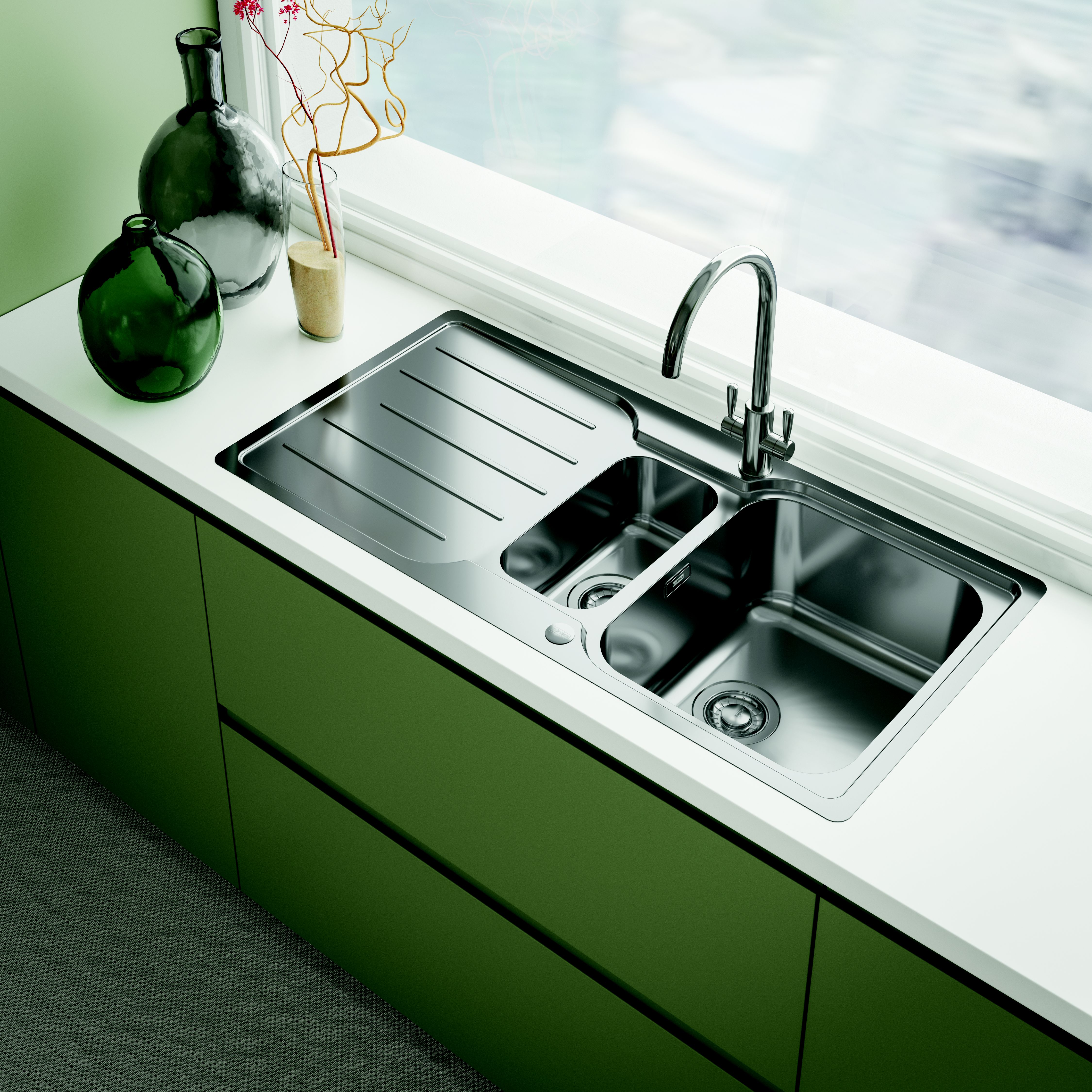 Franke Ascona Evo Steel Stainless steel 1.5 Bowl Kitchen sink 510mm x ...