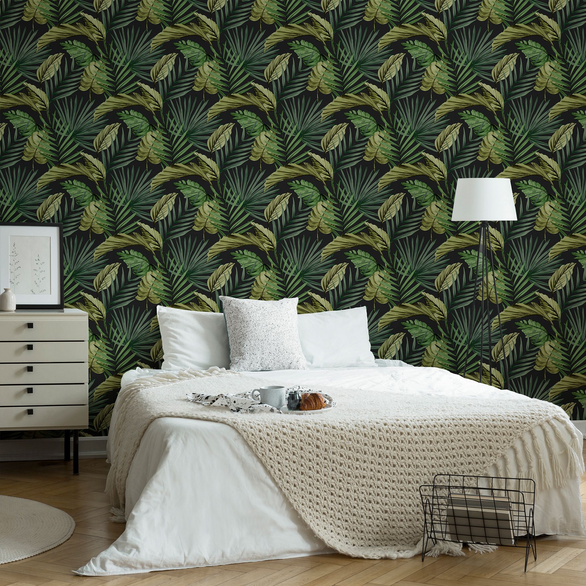 Fresco Green Palm leaves Smooth Wallpaper