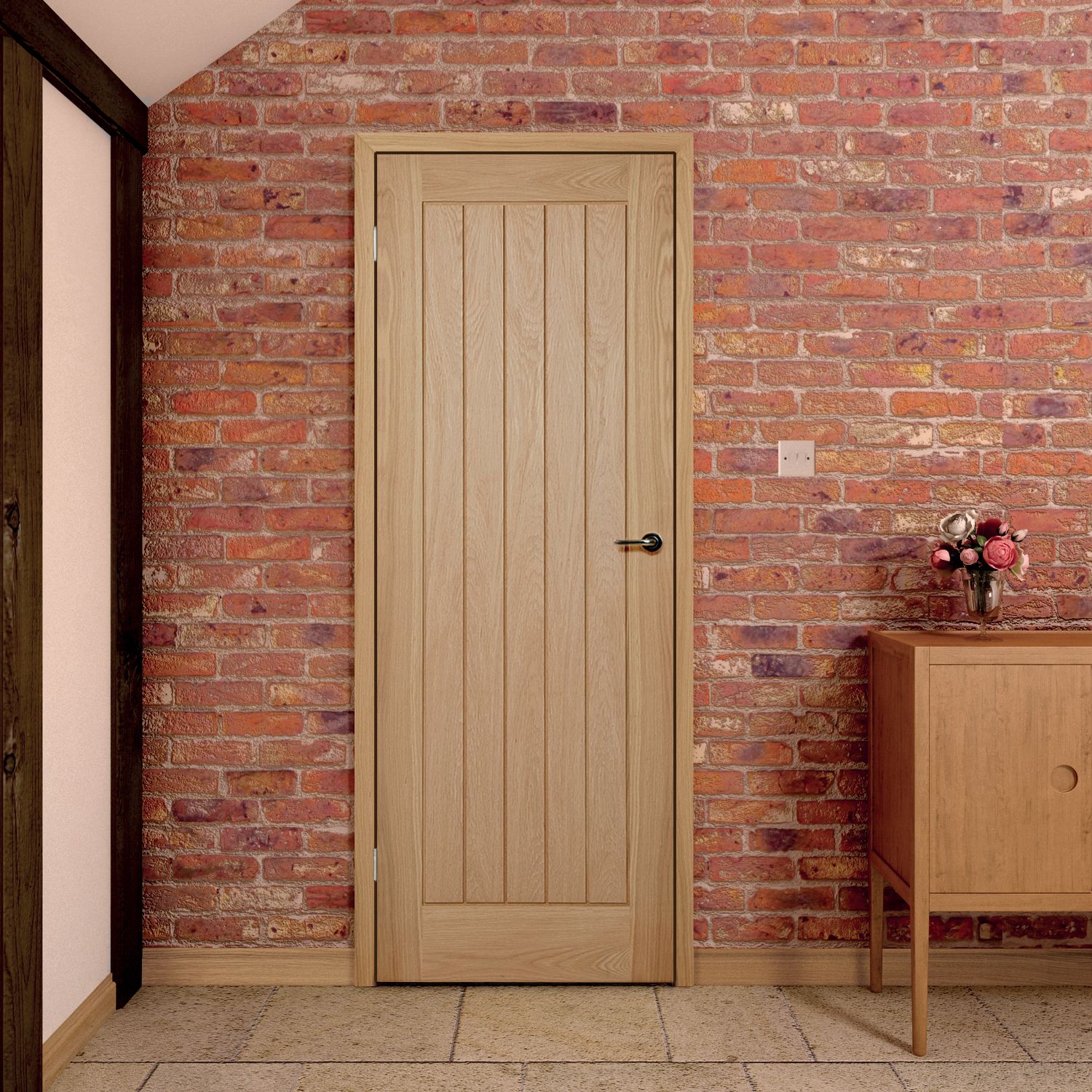 Fully finished Cottage Oak veneer Internal Door, (H)1981mm (W)686mm (T)35mm