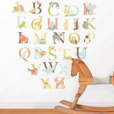 Fun4Walls Alphabet zoo Multicolour Self-adhesive Wall sticker