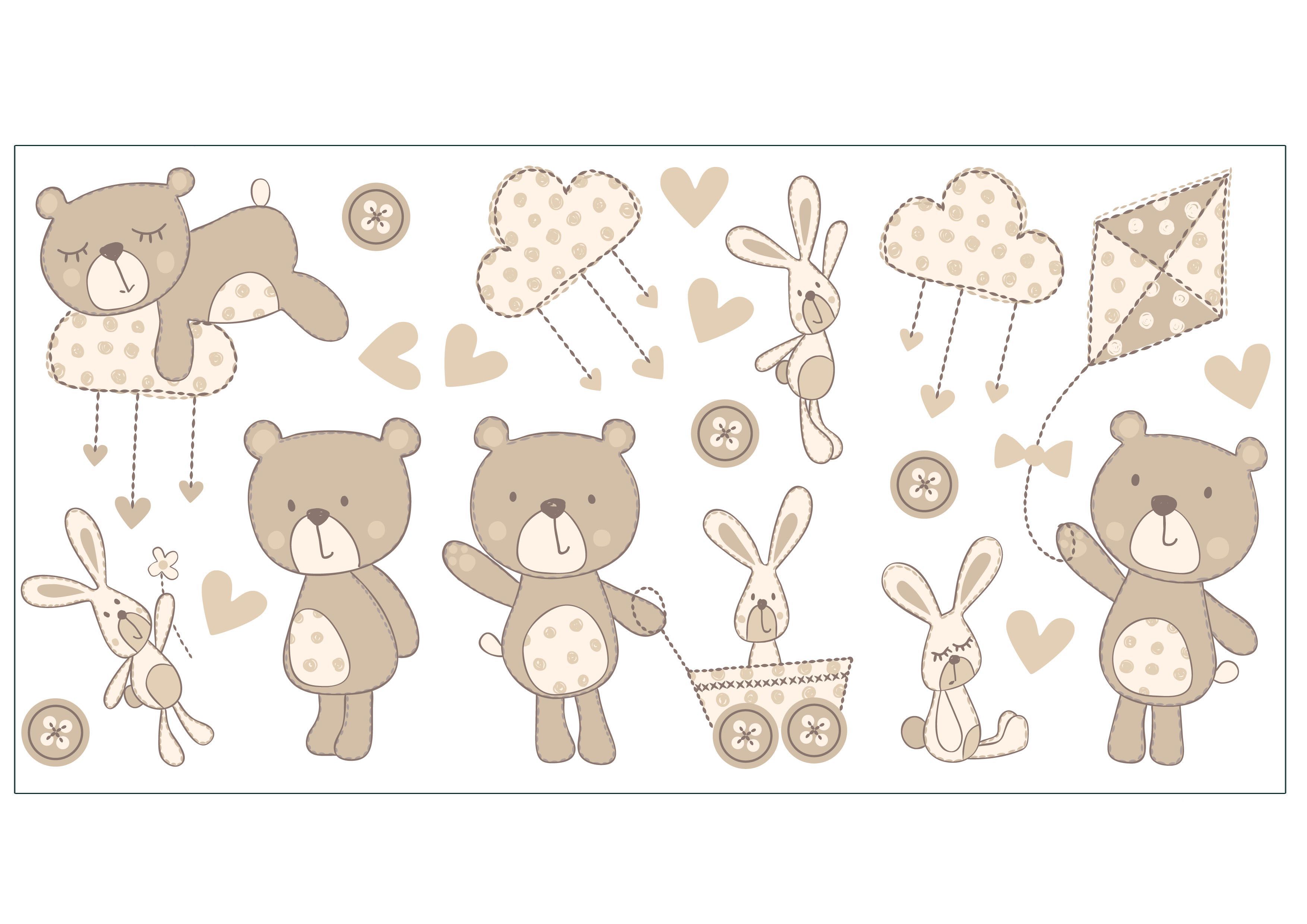 Fun4Walls Bear & boo Beige Self-adhesive Wall sticker | DIY at B&Q