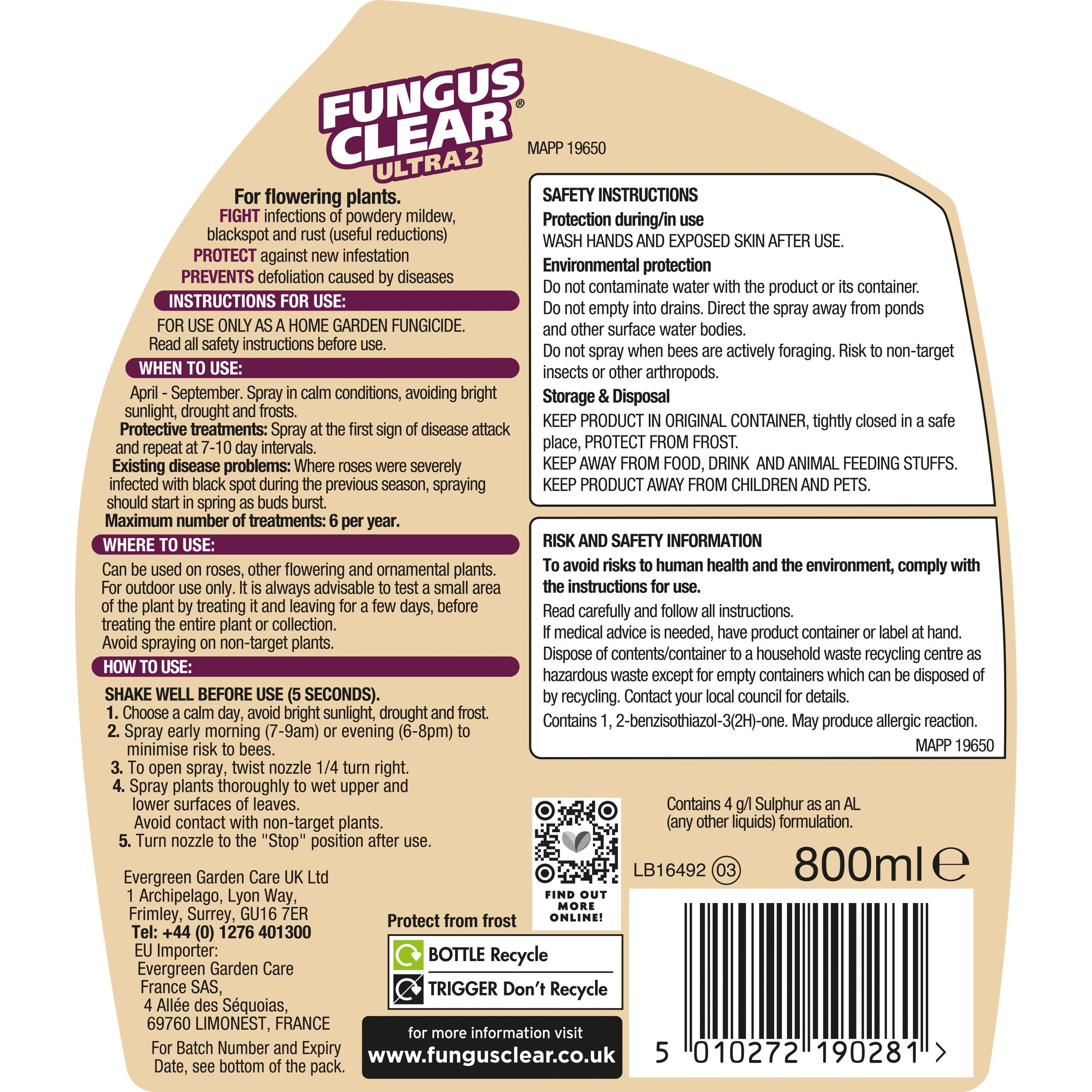 Fungus Clear Ultra Fungicide 800ml